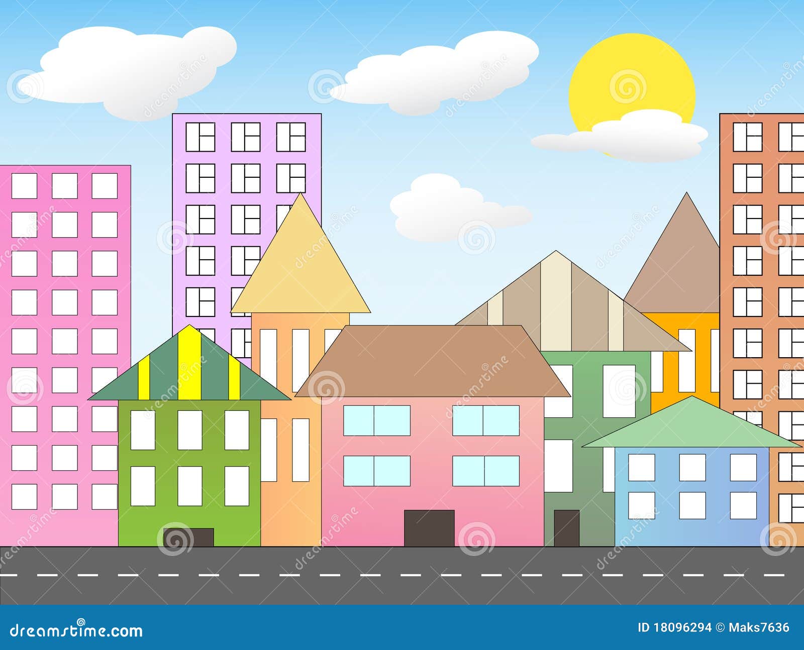 Cartoon_city stock vector. Illustration of tower, background - 18096294