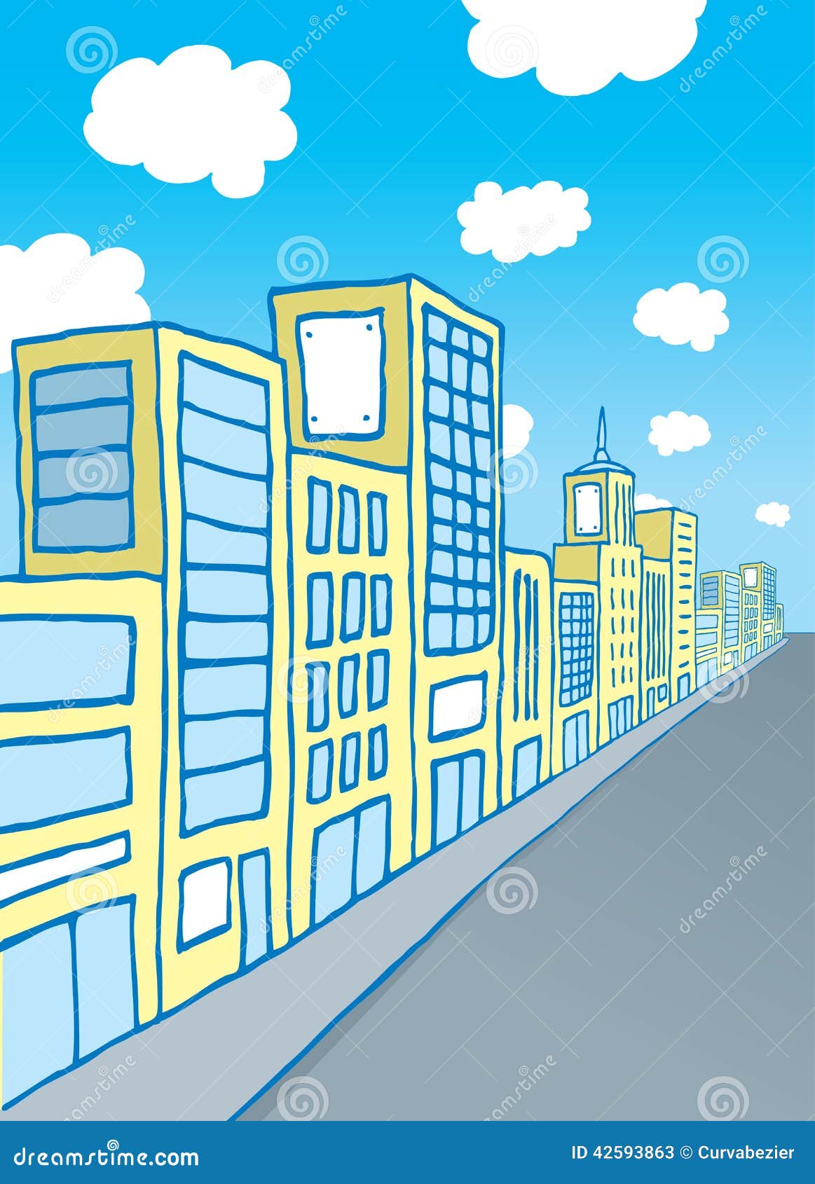 Cartoon city block stock vector. Illustration of built - 42593863