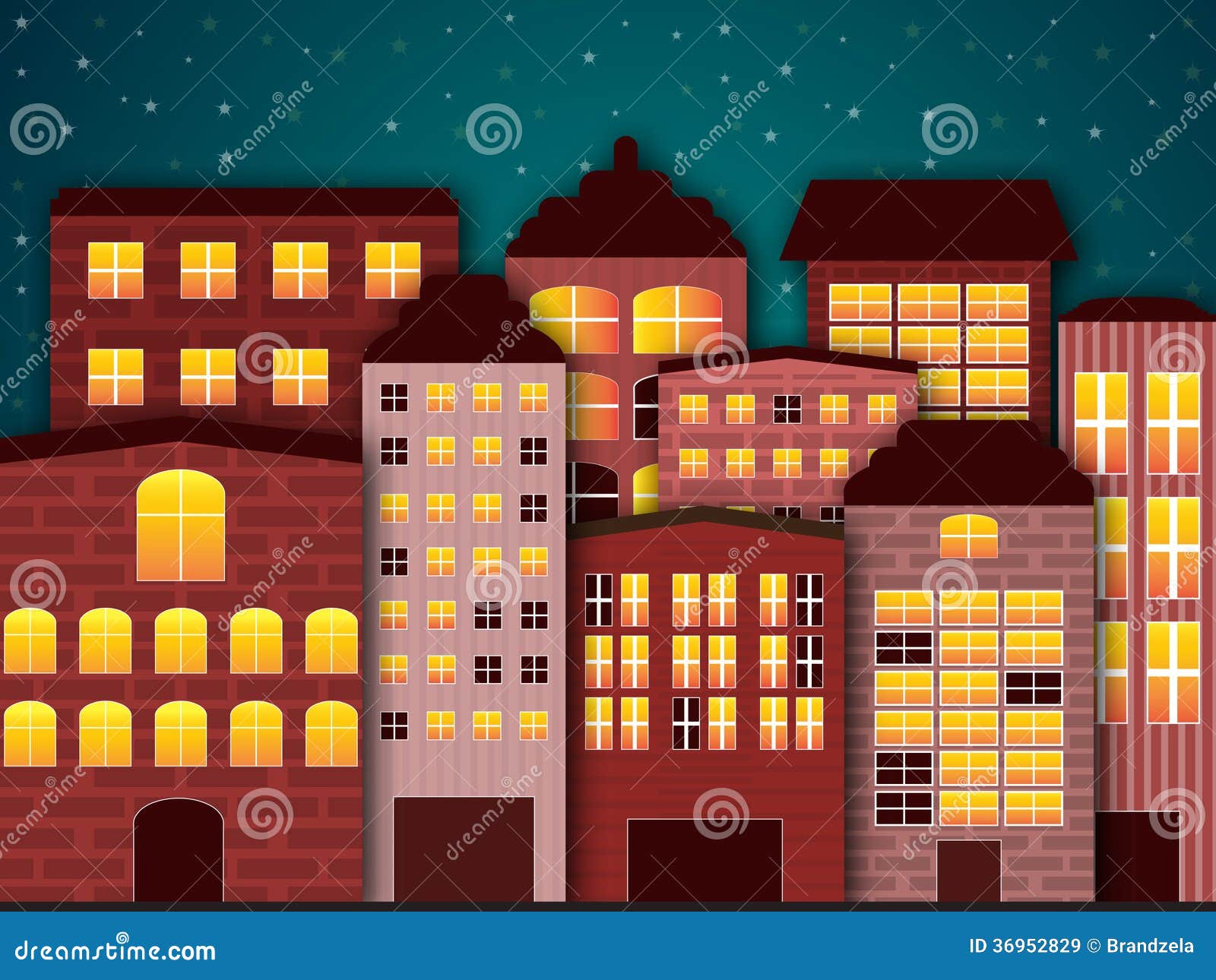 Cartoon city in the dark stock vector. Illustration of midnight - 36952829