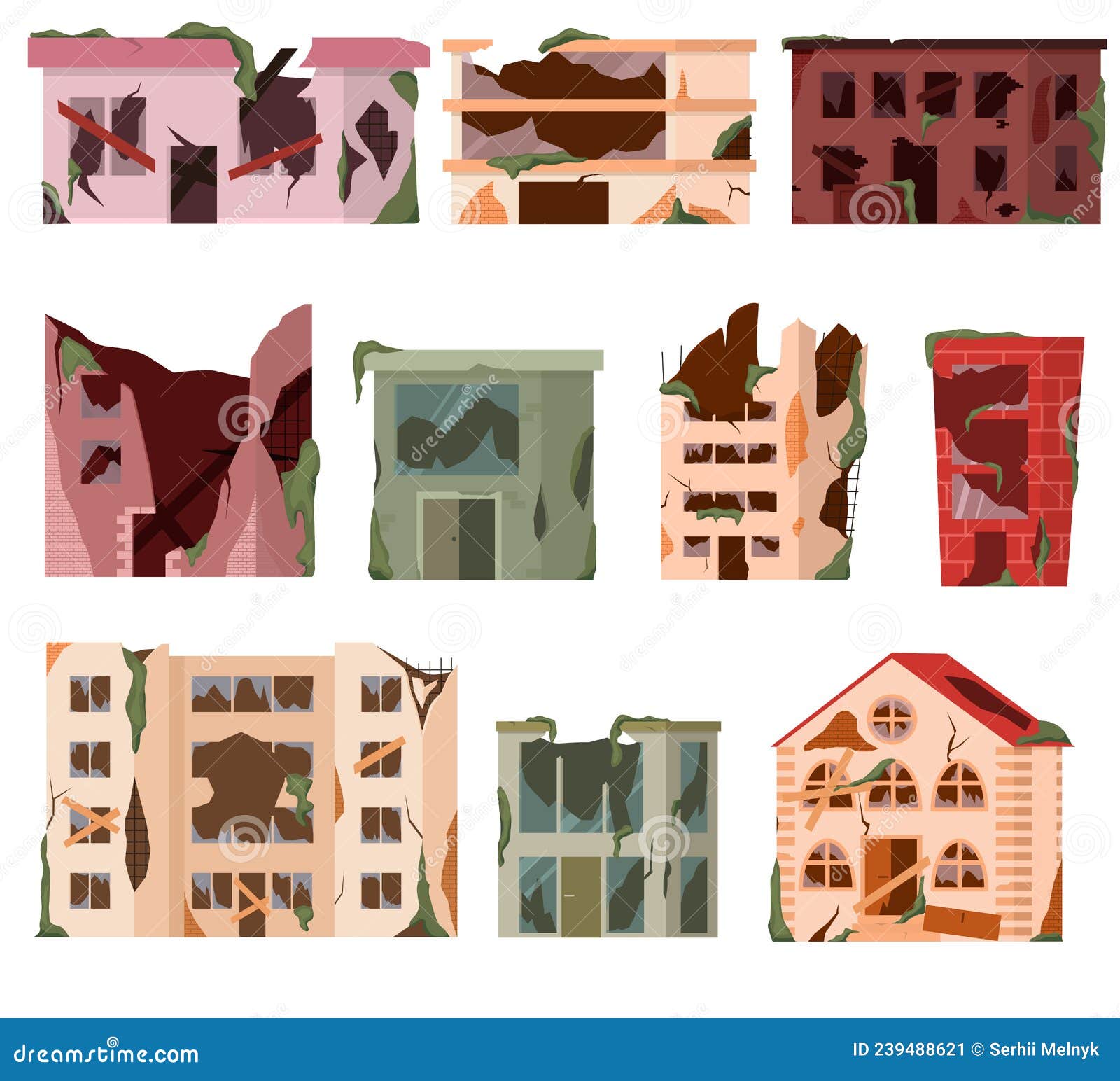 Ruined buildings city stock vector. Illustration of architecture ... Ruined buildings city stock vector. Illustration of architecture ...