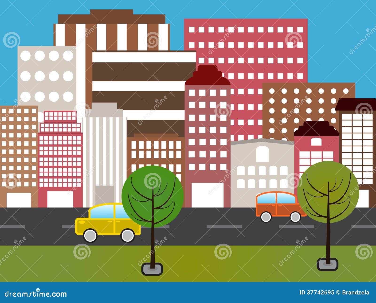 Cartoon city stock vector. Illustration of shape, landscape - 37742695