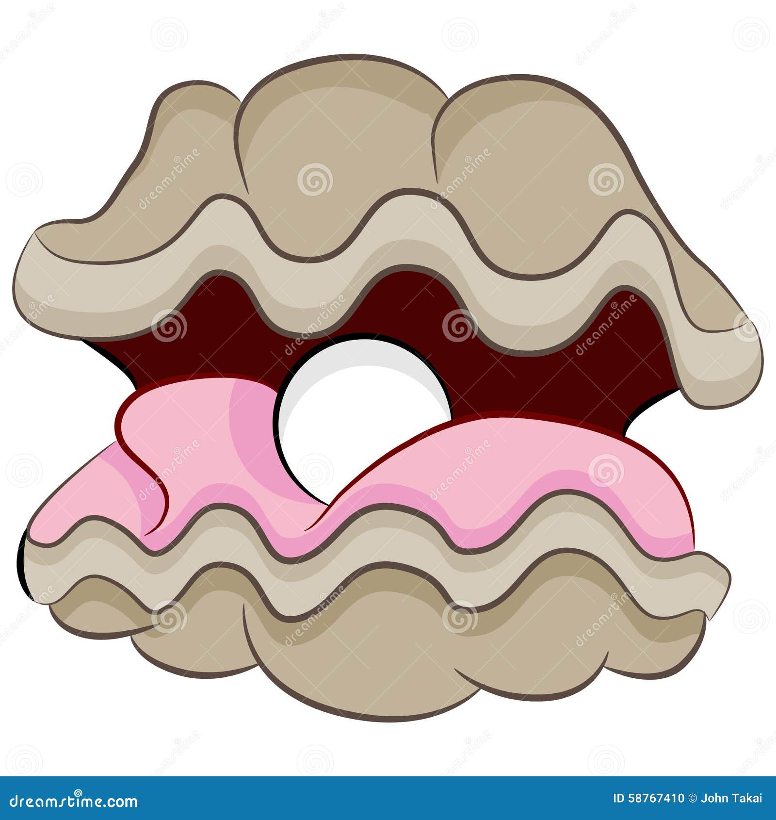 Cartoon Clam With Pearl Stock Vector - Image: 58767410