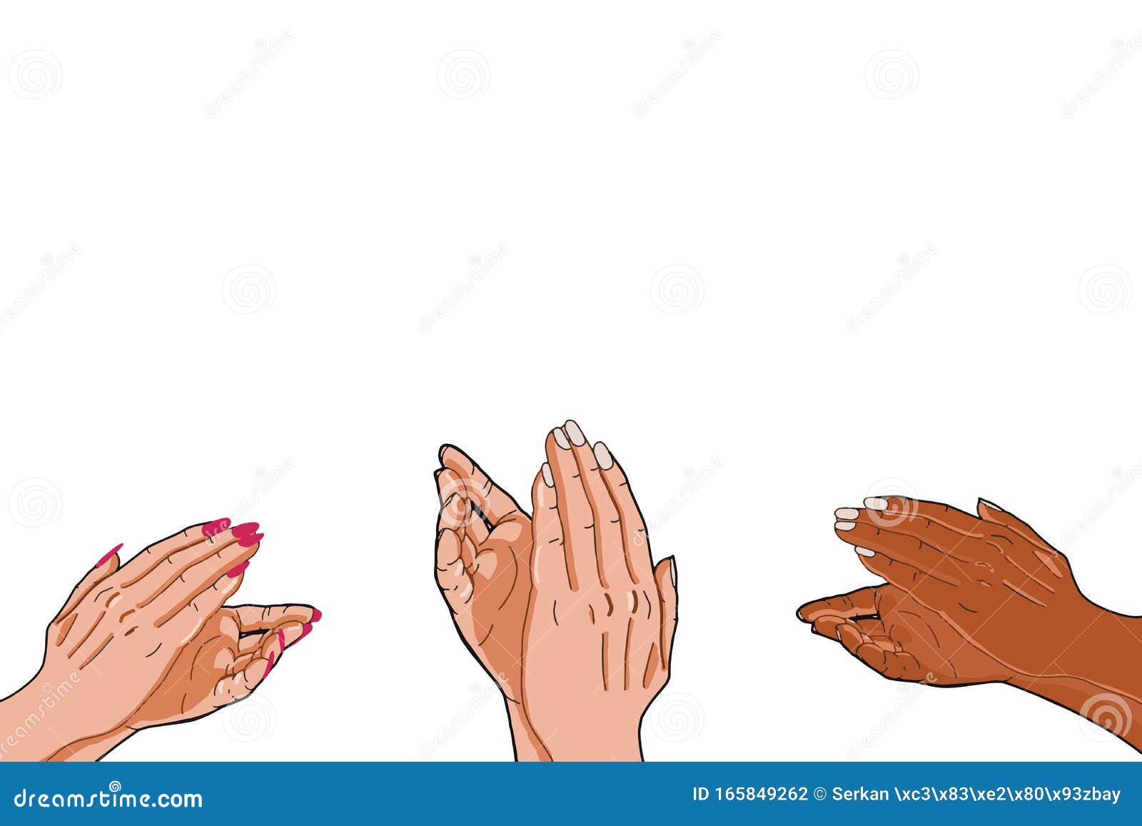 Cartoon Clapping Hand Female Male Different Hands with Area Text Stock ...