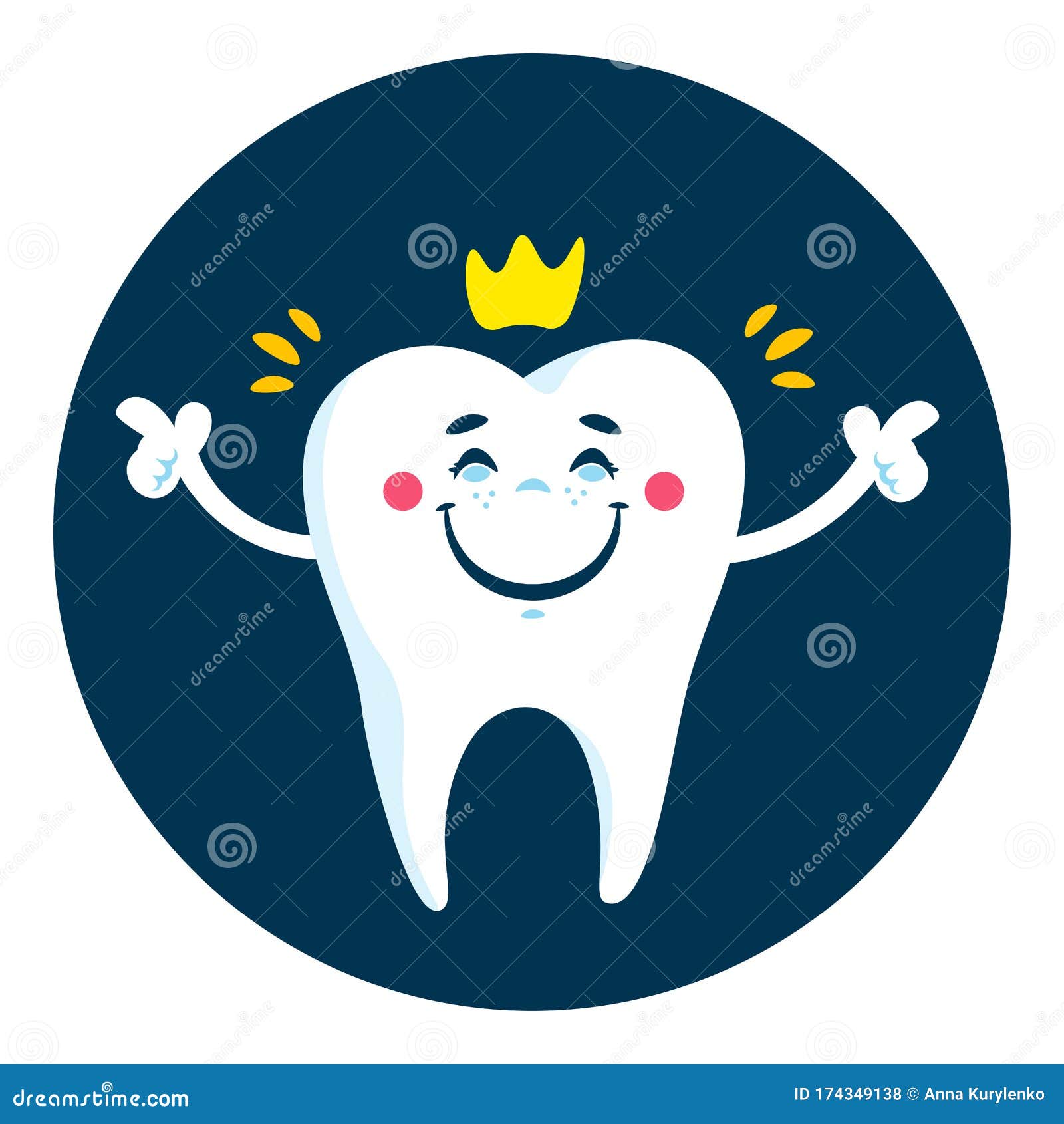 Cartoon Clean Tooth on Blue Background, Clearing Tooth Process Stock ...
