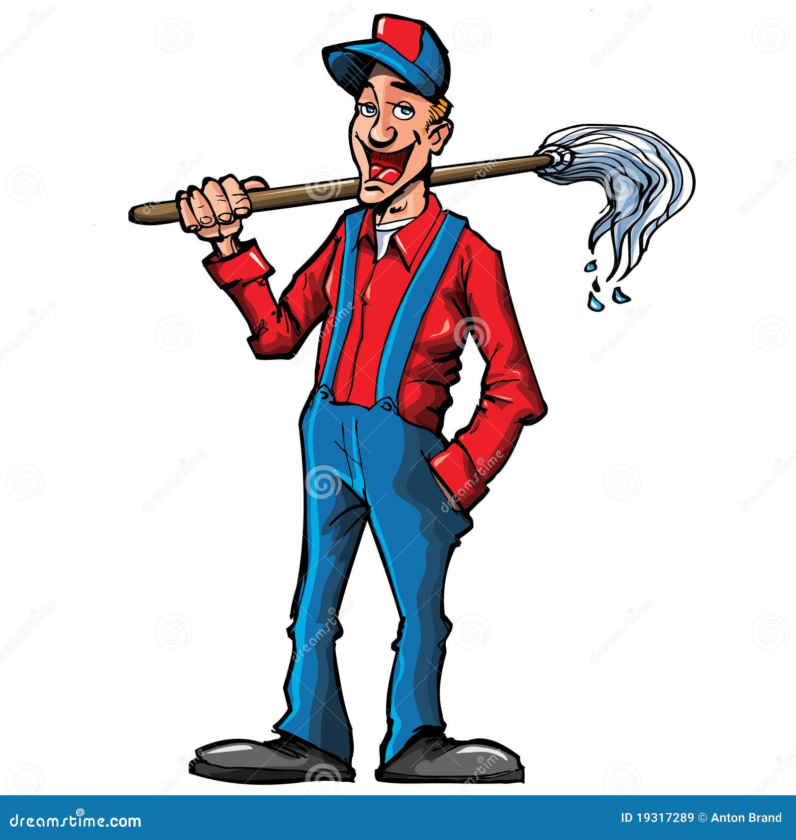 Cartoon Cleaner with a Broom Stock Vector - Illustration of cartoon ...