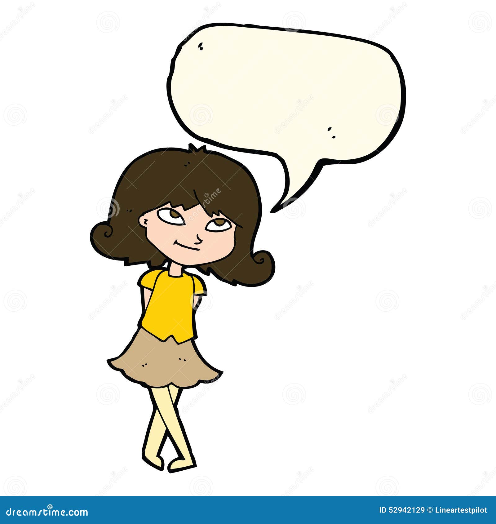 Cartoon Clever Girl with Speech Bubble Stock Illustration ...