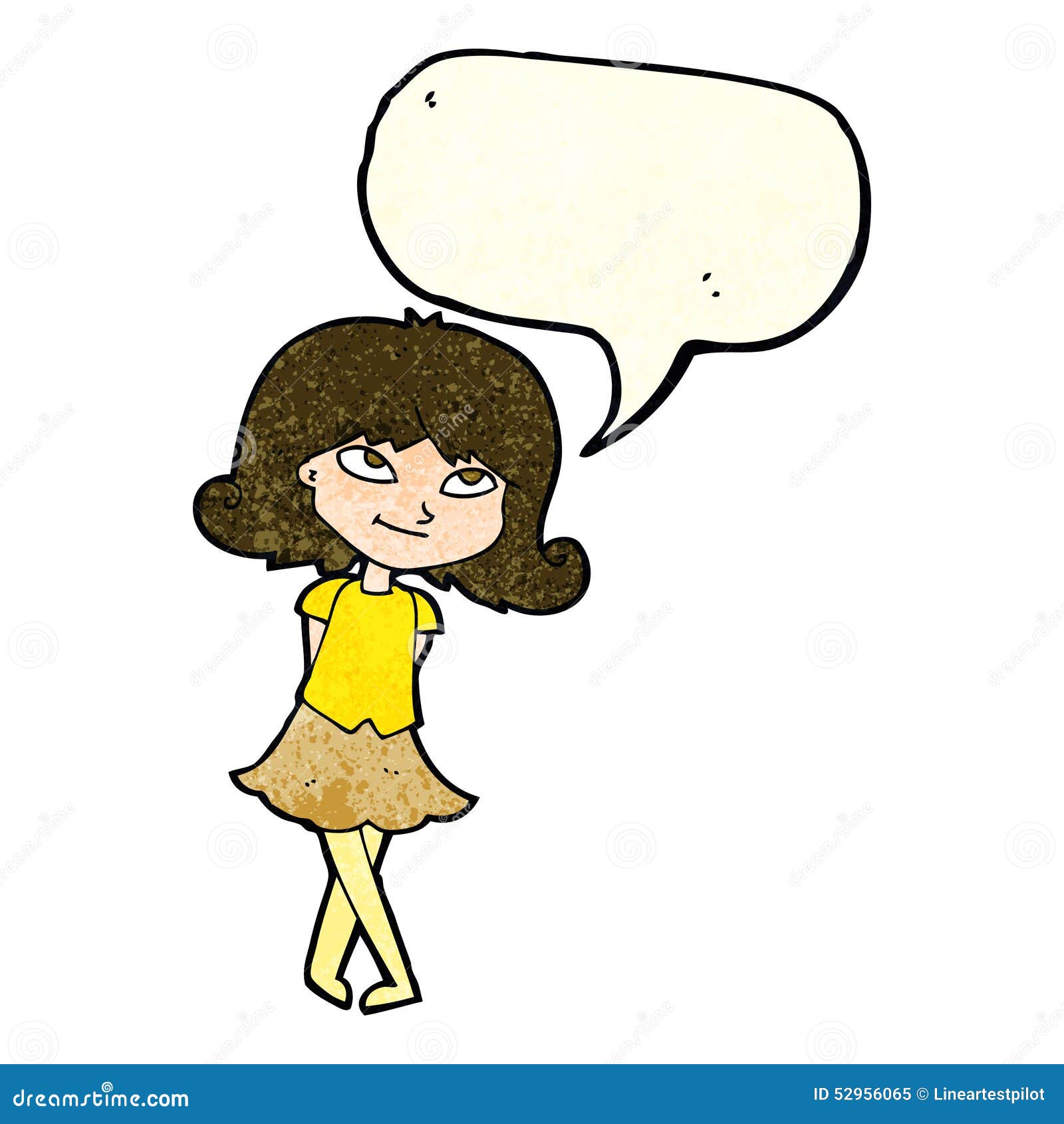Cartoon Clever Girl with Speech Bubble Stock Illustration ...