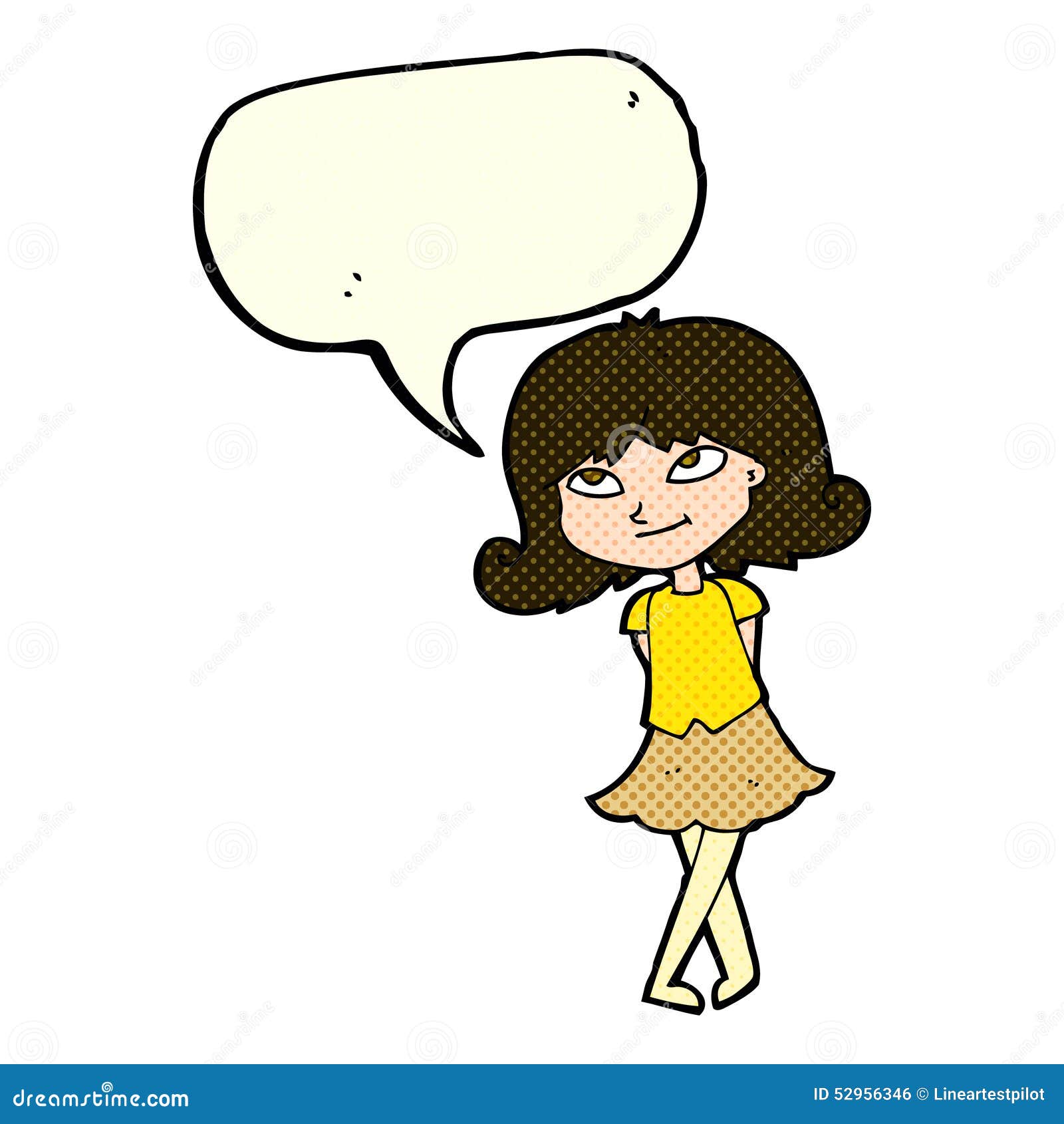 Cartoon Clever Girl with Speech Bubble Stock Illustration ...