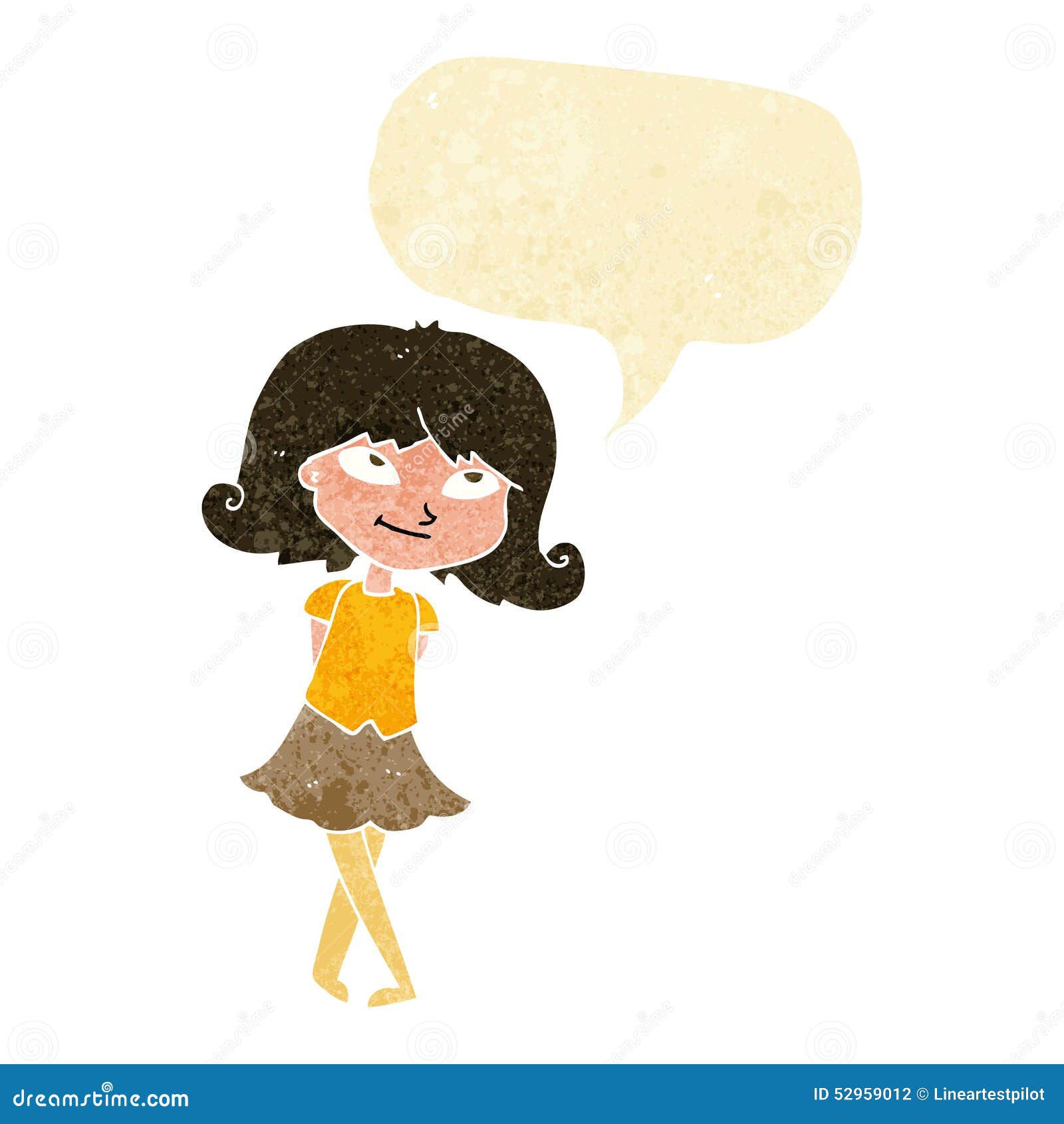 Cartoon Clever Girl with Speech Bubble Stock Illustration ...