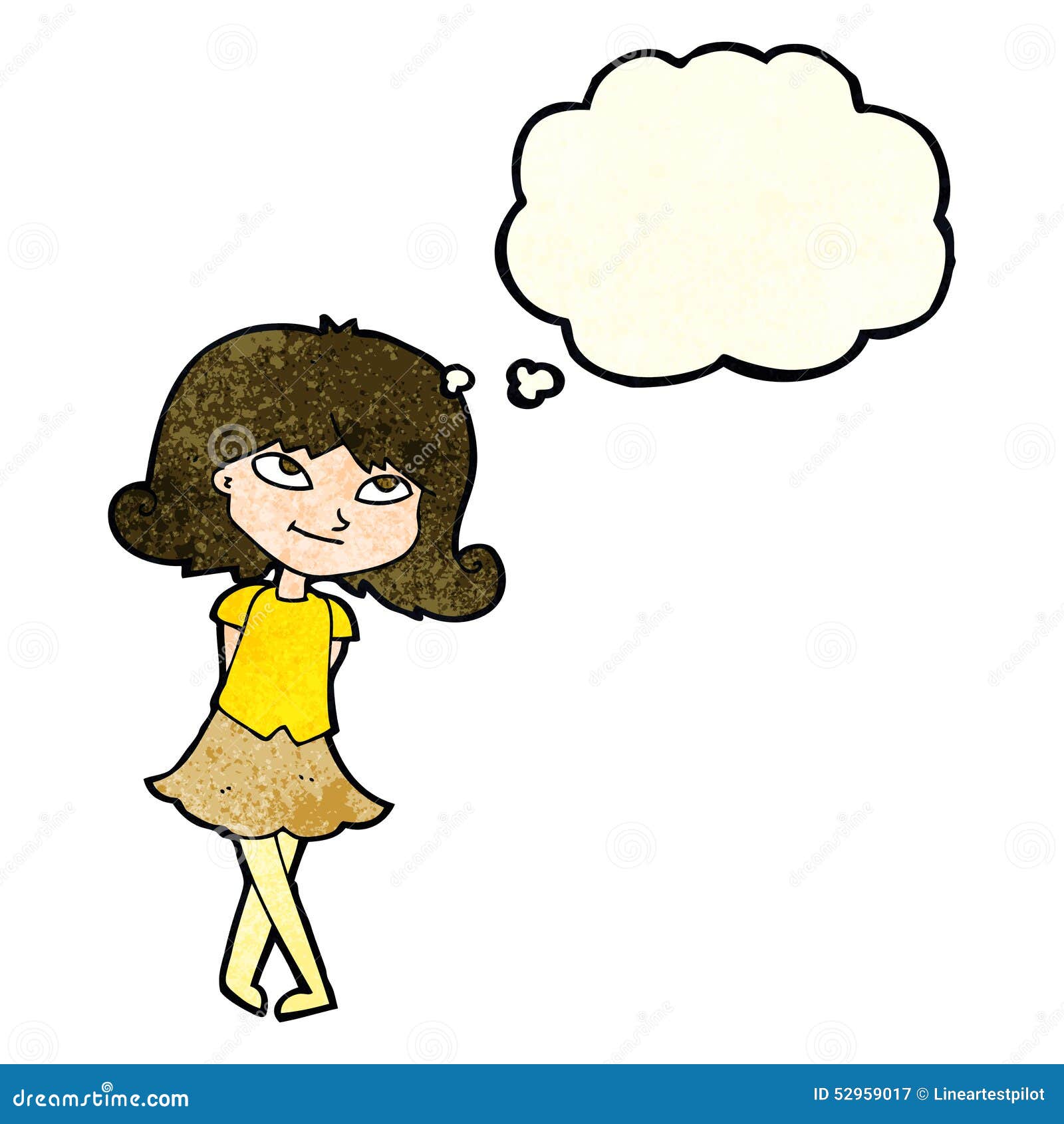 Cartoon Clever Girl with Thought Bubble Stock Illustration ...