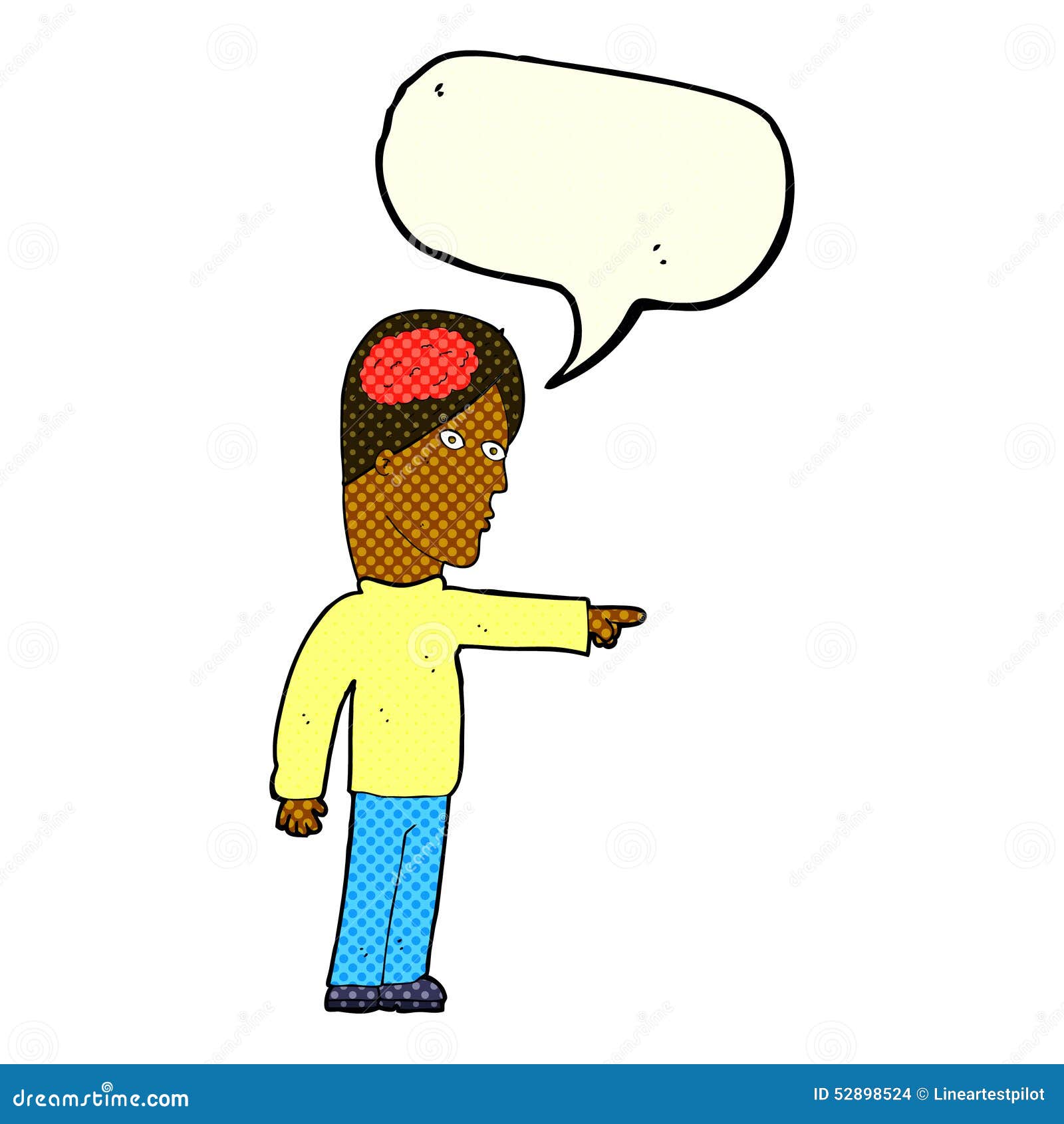 Cartoon Clever Man Pointing with Speech Bubble Stock Illustration ...