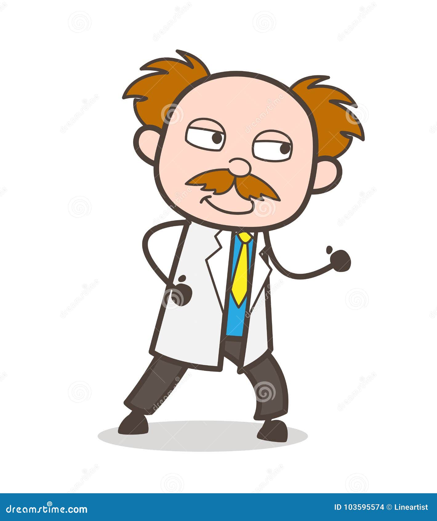 Cartoon Clever Scientist Running Pose Vector Stock Illustration ...