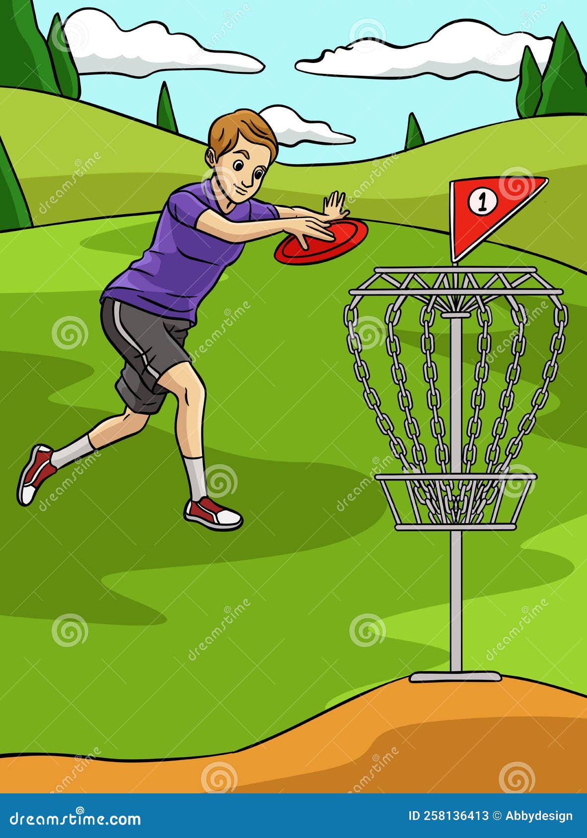Disc Golf Colored Cartoon Illustration Stock Vector - Illustration of ...