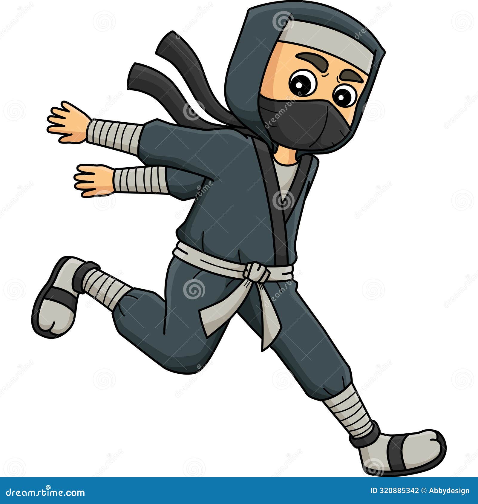Ninja Running Colored Cartoon Illustration | CartoonDealer.com #320989535