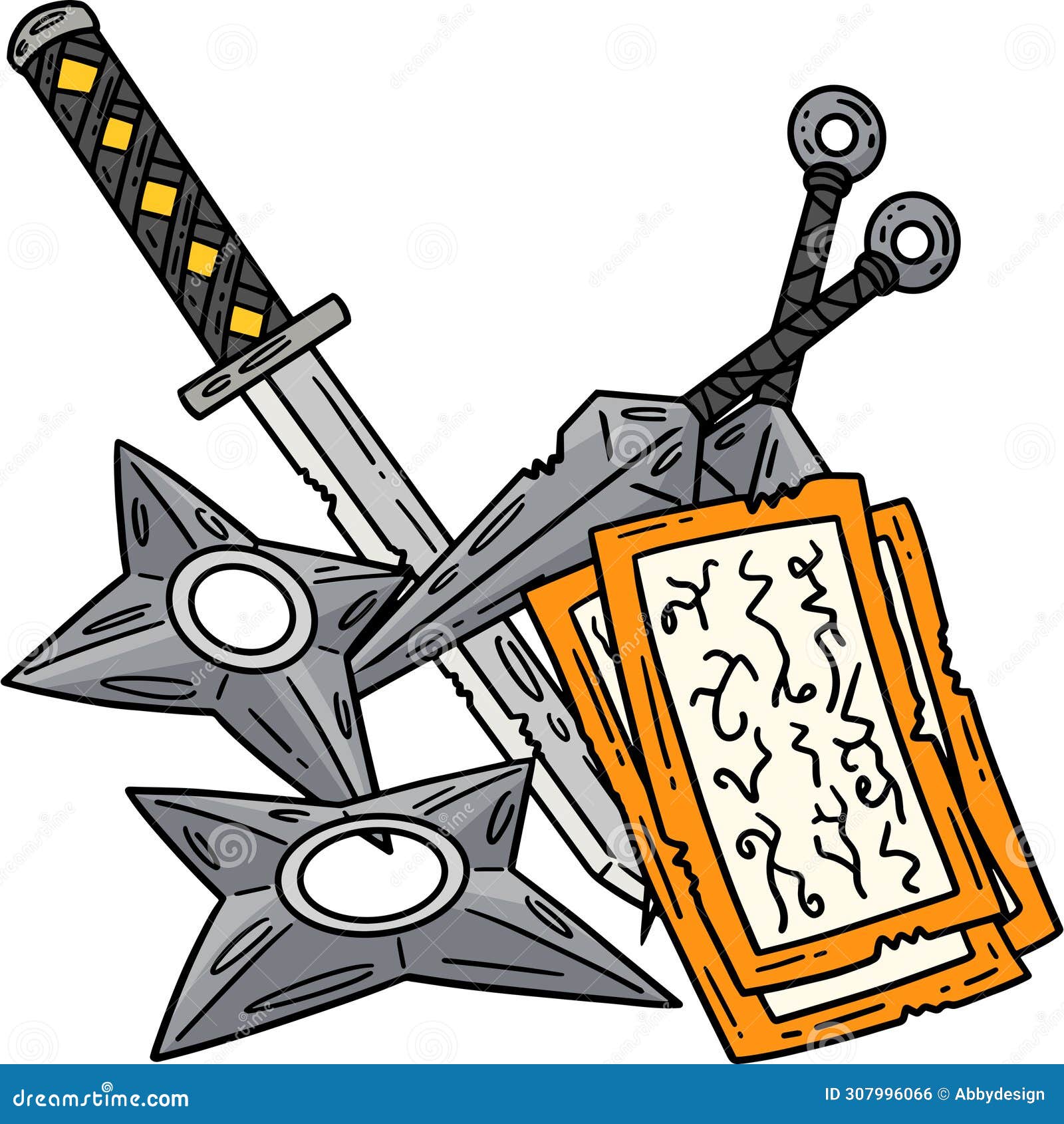 Ninja Tools Cartoon Colored Clipart Illustration Stock Vector ...