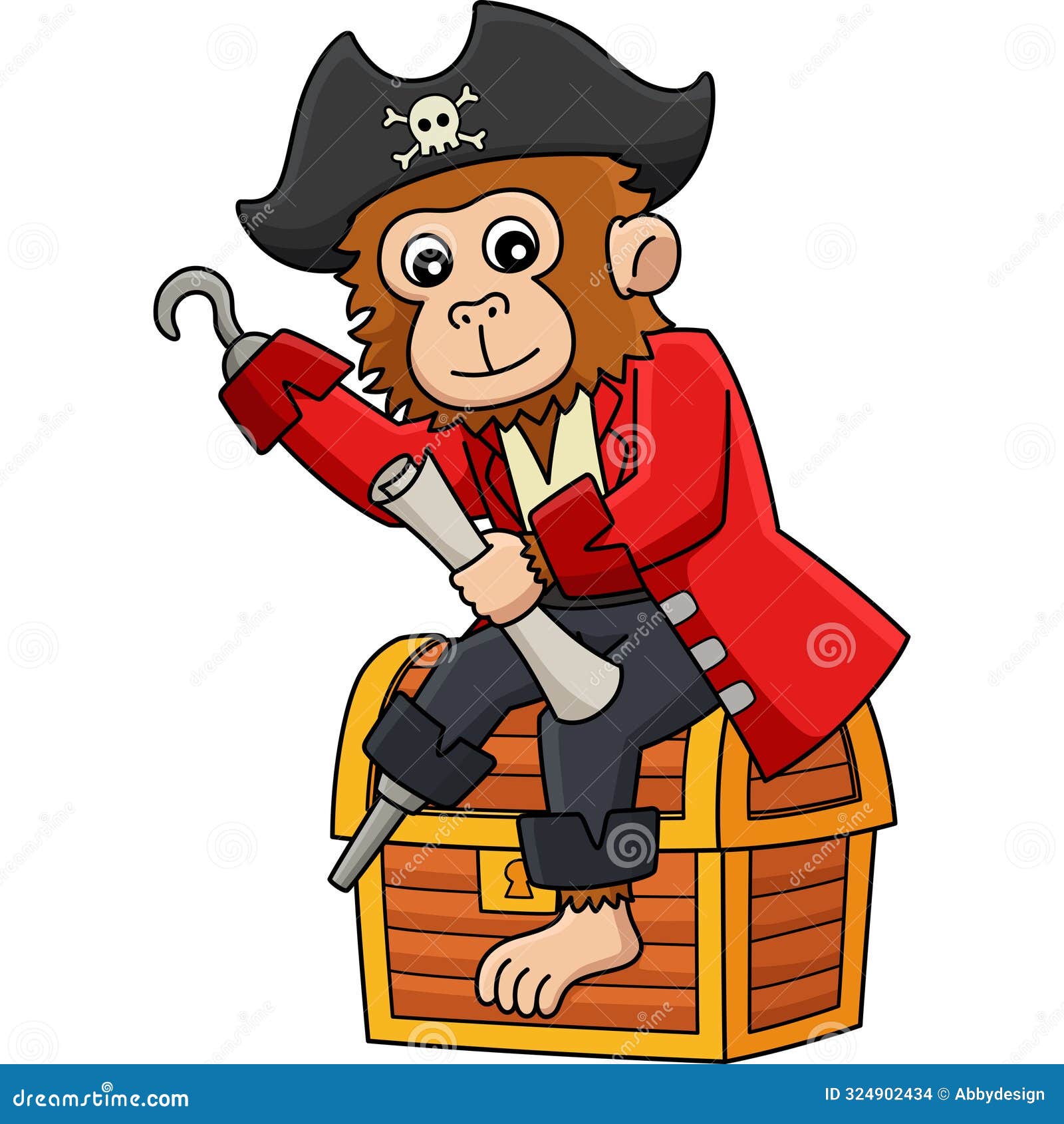 Pirate Monkey Cartoon Colored Clipart Illustration Stock Illustration ...
