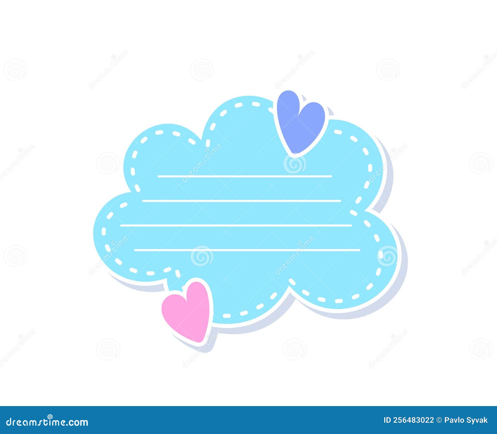 Cartoon Cloud Bullet Journal Frame with Hearts. Blue Border, Note ...