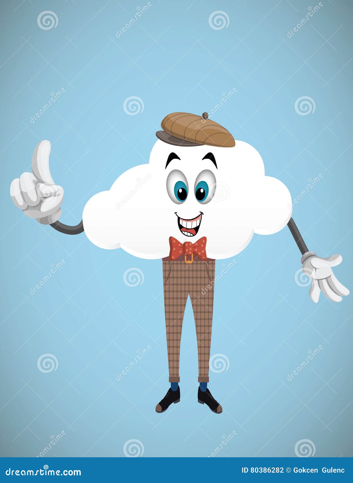 Cartoon Cloud Character stock vector. Illustration of sign - 80386282