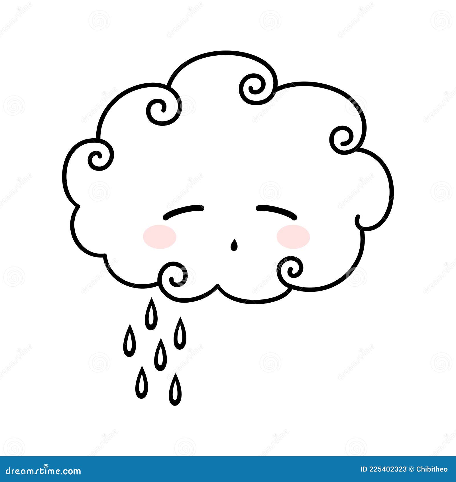 Cartoon Cloud Crying Rain. Sad Cloud Stock Vector - Illustration of ...