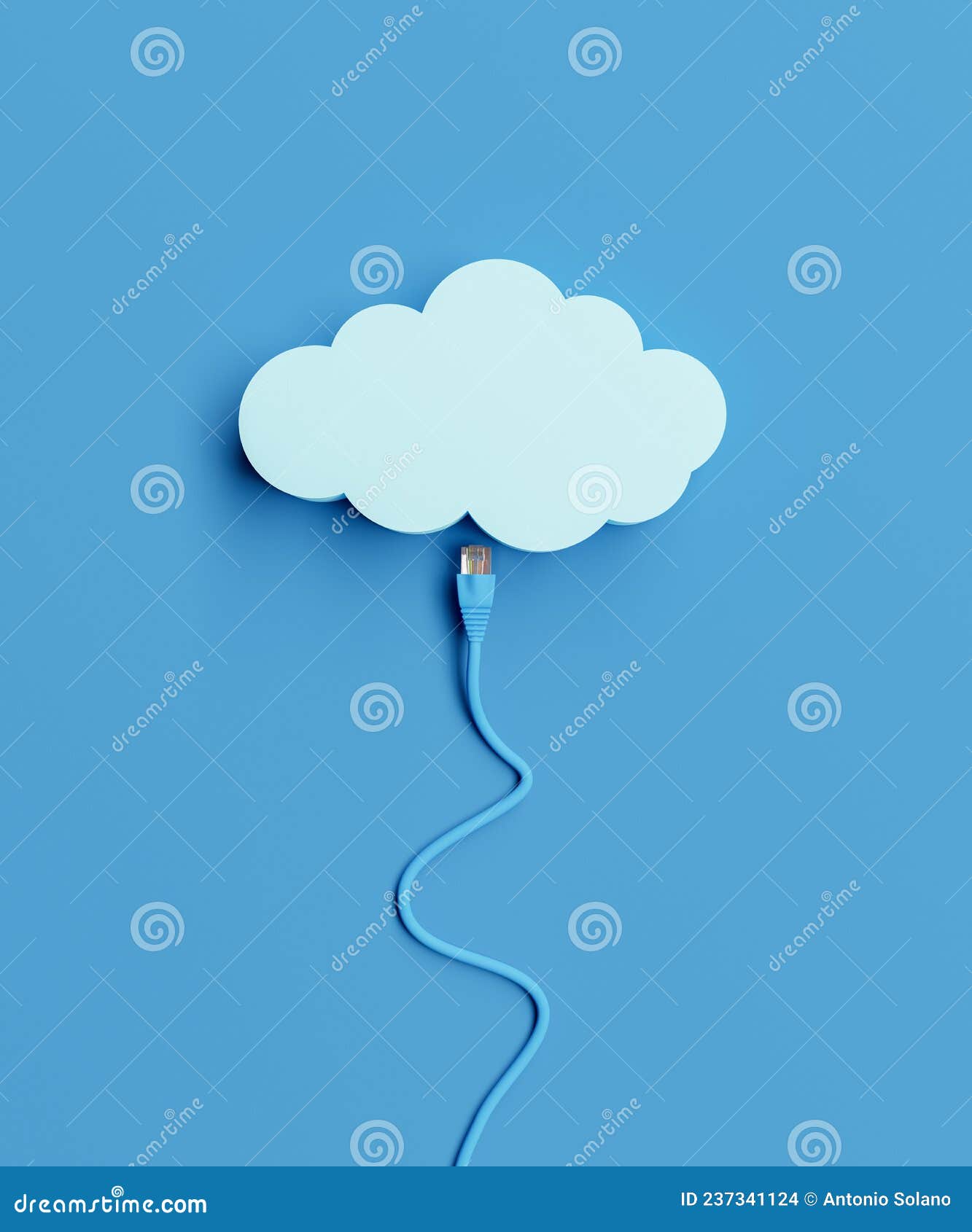 Cartoon Cloud with an Ethernet Cable Stock Illustration - Illustration ...
