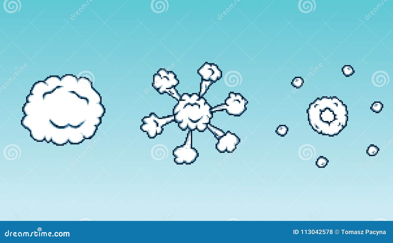 Cartoon Cloud Explosions Pixel-art Style Vector Stock Vector ...