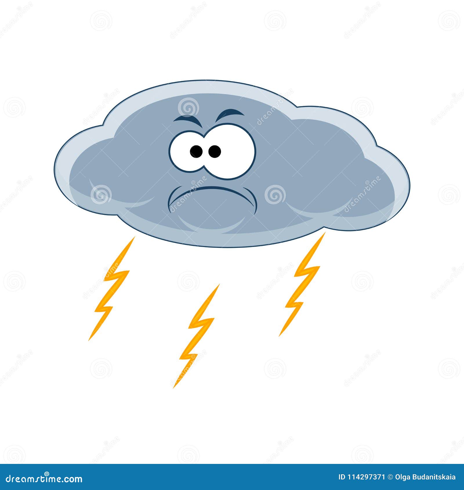 Cartoon Cloud with Lightning. Vector Illustration on Wh Stock Vector ...
