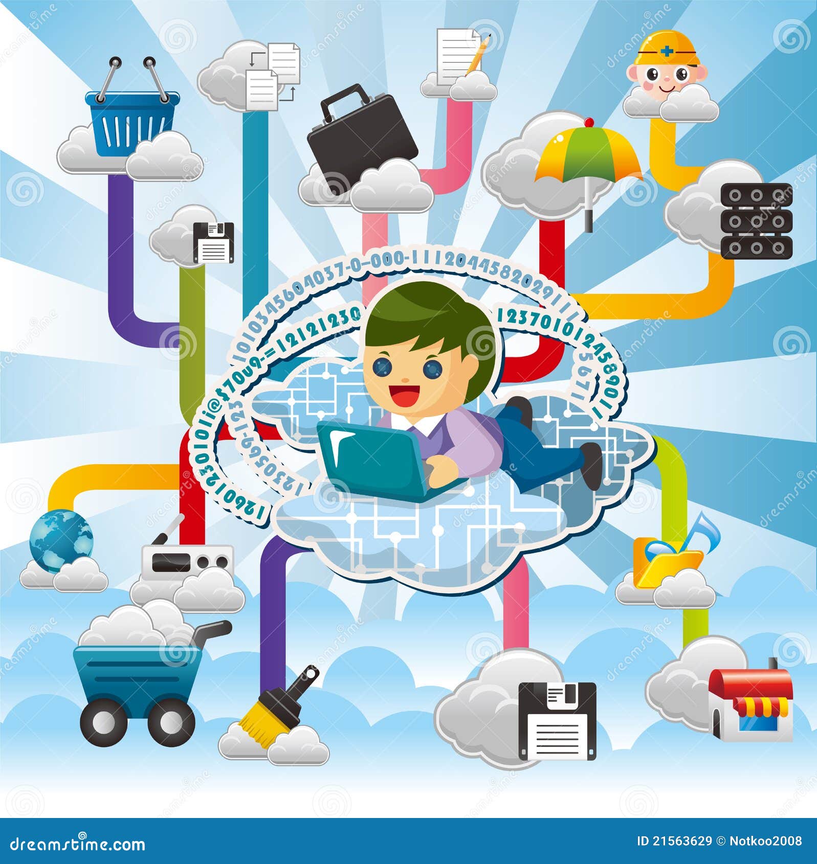 Cartoon Cloud network stock vector. Illustration of connecting - 21563629