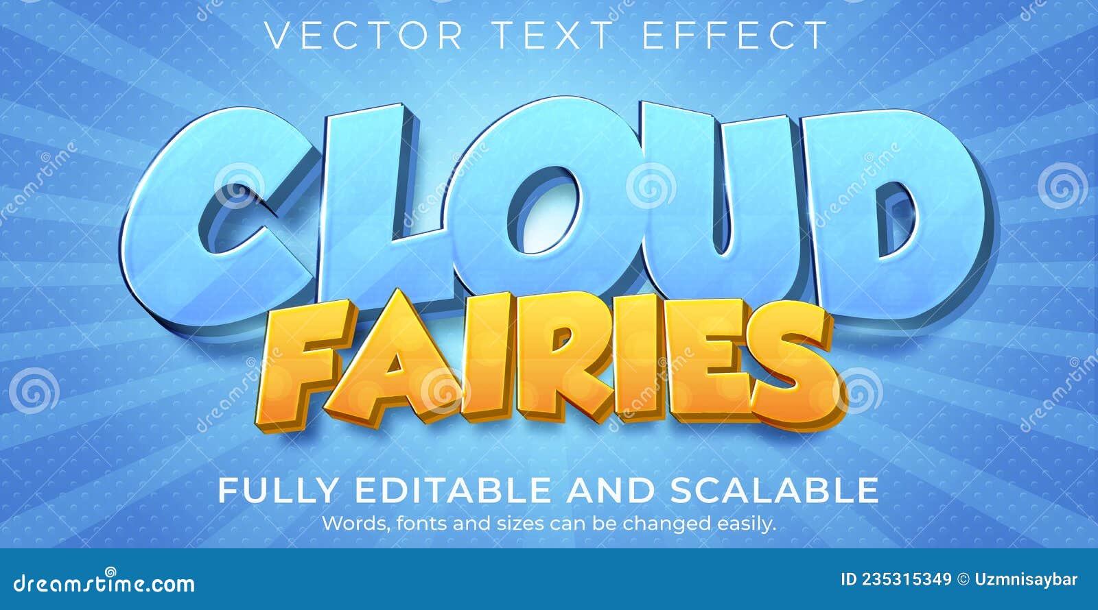 Cartoon Cloud Text Effect, Editable Comic and Fun Text Style Stock ...