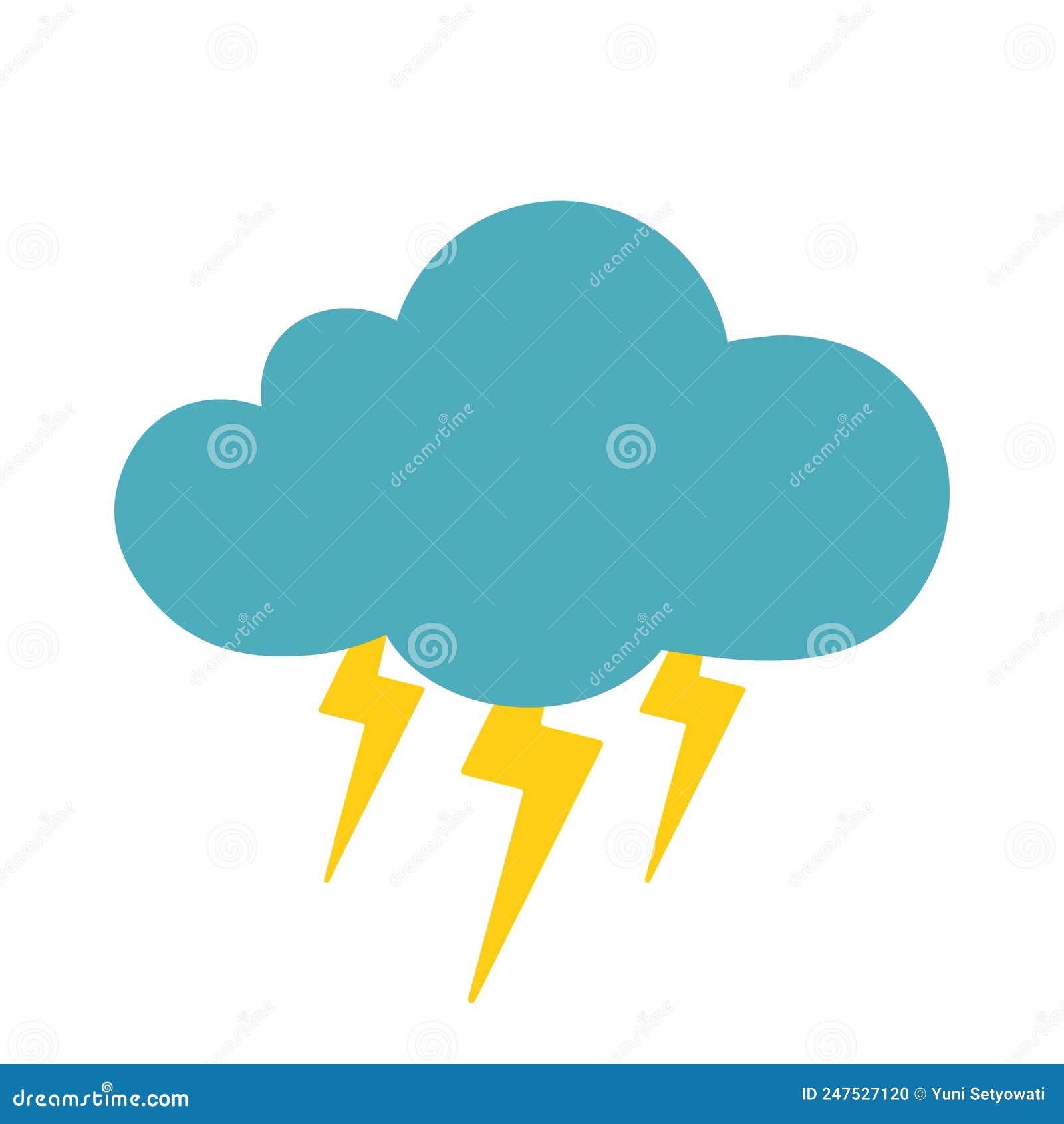 Cartoon Cloud with Thunder Weather Icon Clipart Vector Illustration Stock Vector - Illustration ...