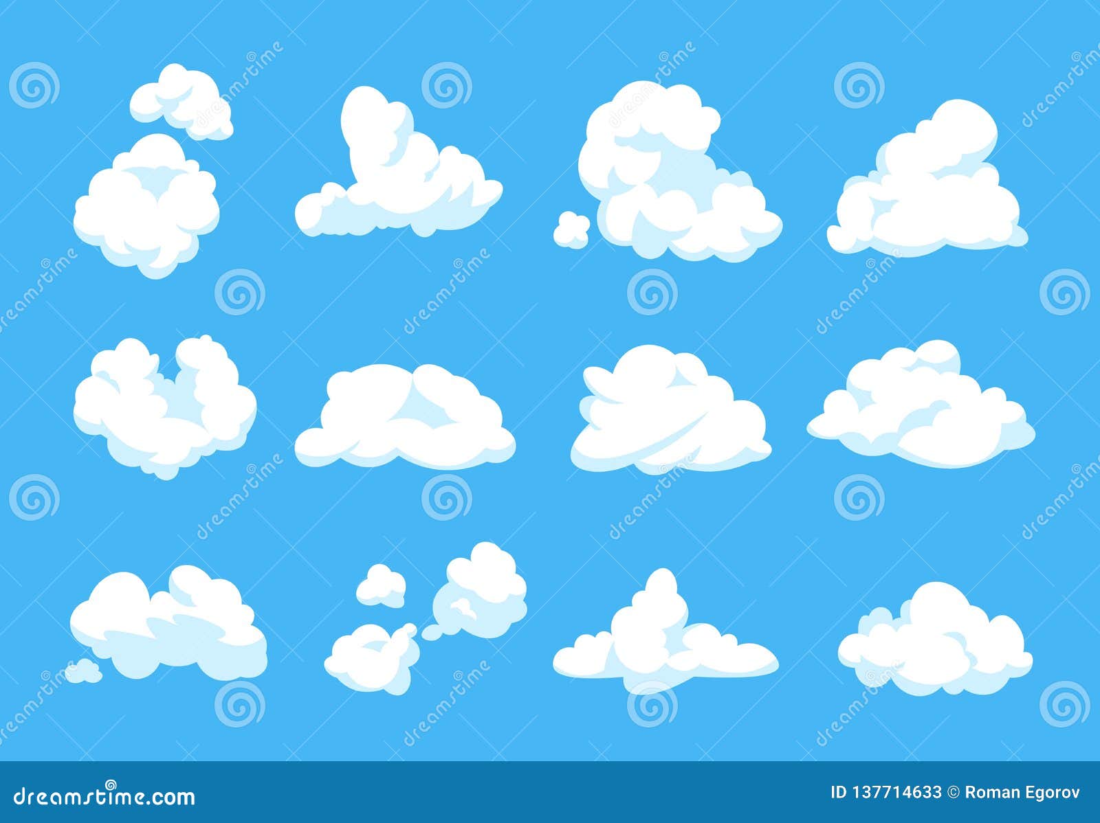 Cartoon Clouds. Blue Sky Panorama Heaven Atmosphere Vintage 2D Fluffy ... Cartoon Clouds. Blue Sky Panorama Heaven Atmosphere Vintage 2D Fluffy ...