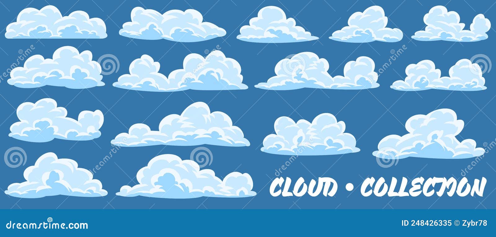 Cartoon clouds collection stock vector. Illustration of weather - 248426335