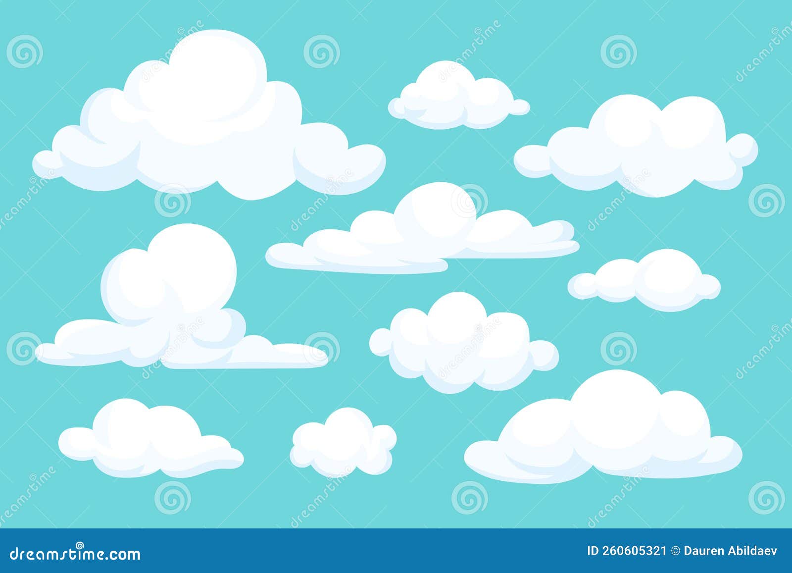 Cartoon Clouds Set Vector Illustration. Stock Vector - Illustration of ...