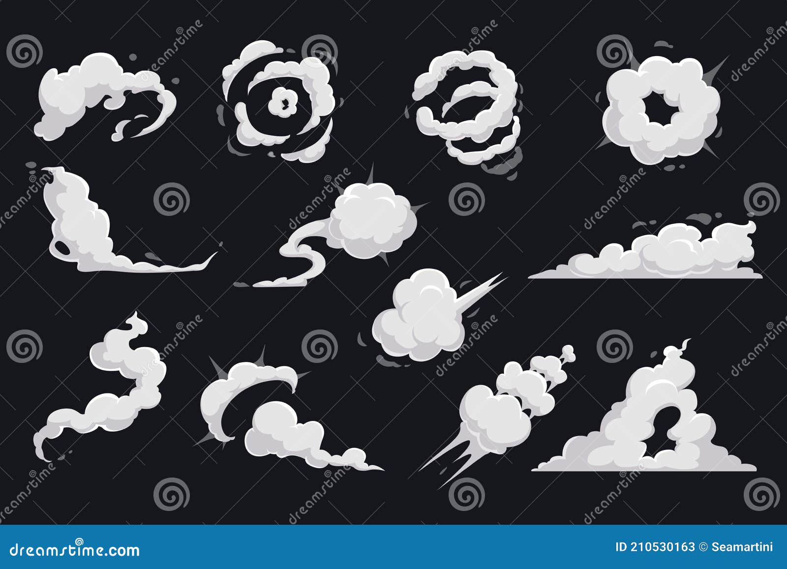 Cartoon Clouds of Smoke and Explosion, Comic Book Stock Vector ...