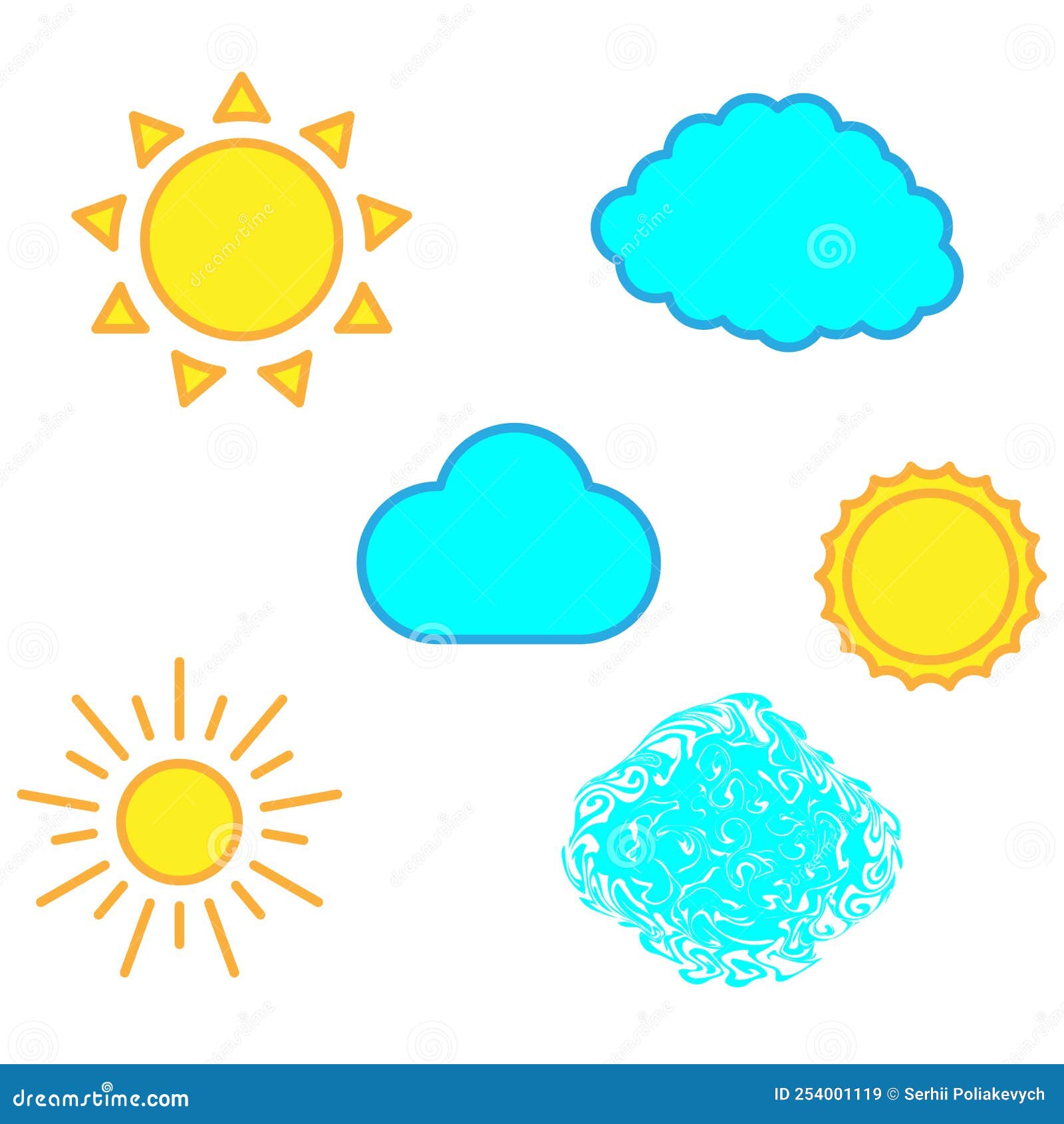 Cartoon Clouds Sun. Hot Summer. Vector Illustration. Stock Image Stock ...