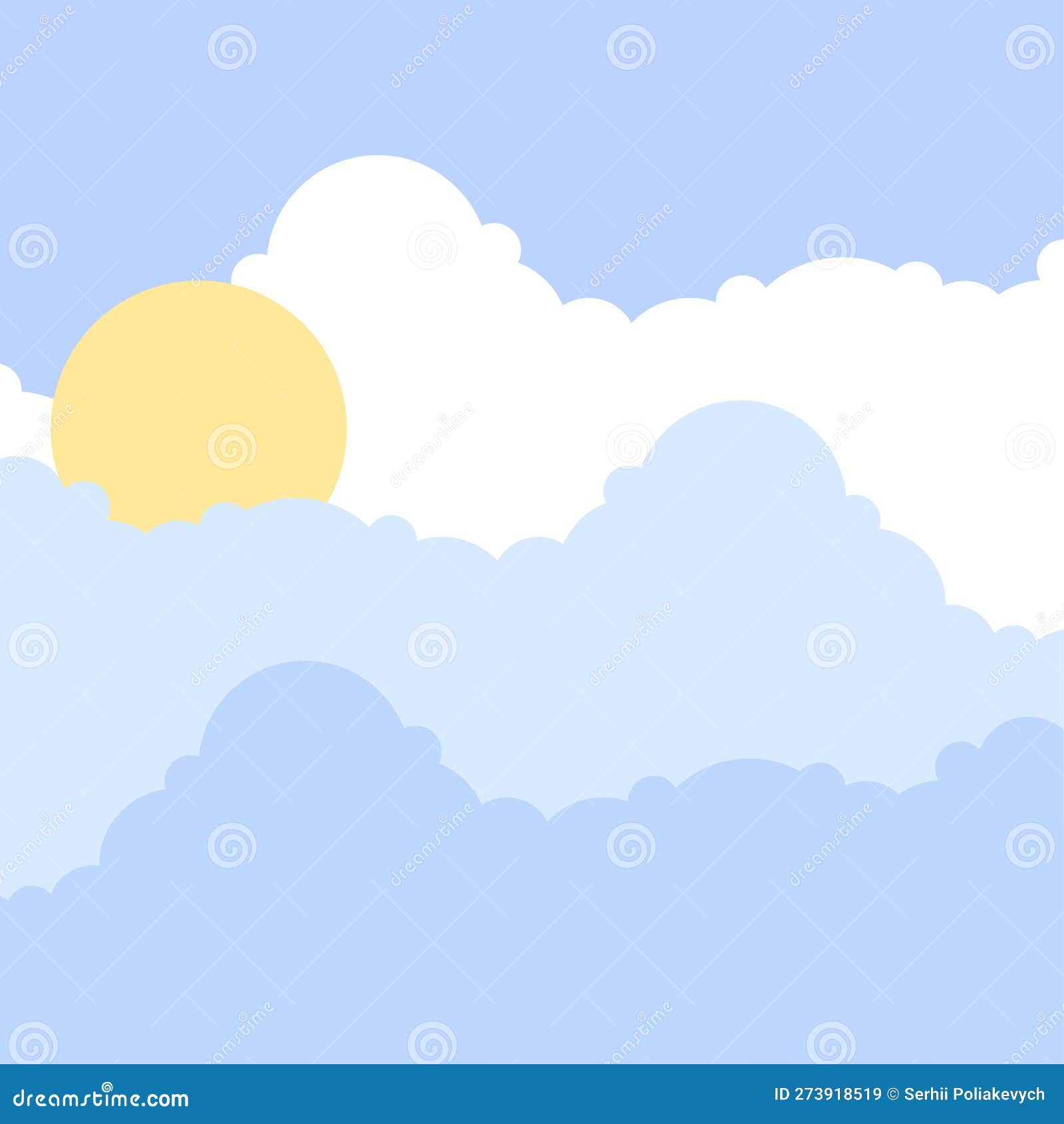 Cartoon Clouds Sun. Sunny Day Sky Scene Cartoon. Vector Illustration ...