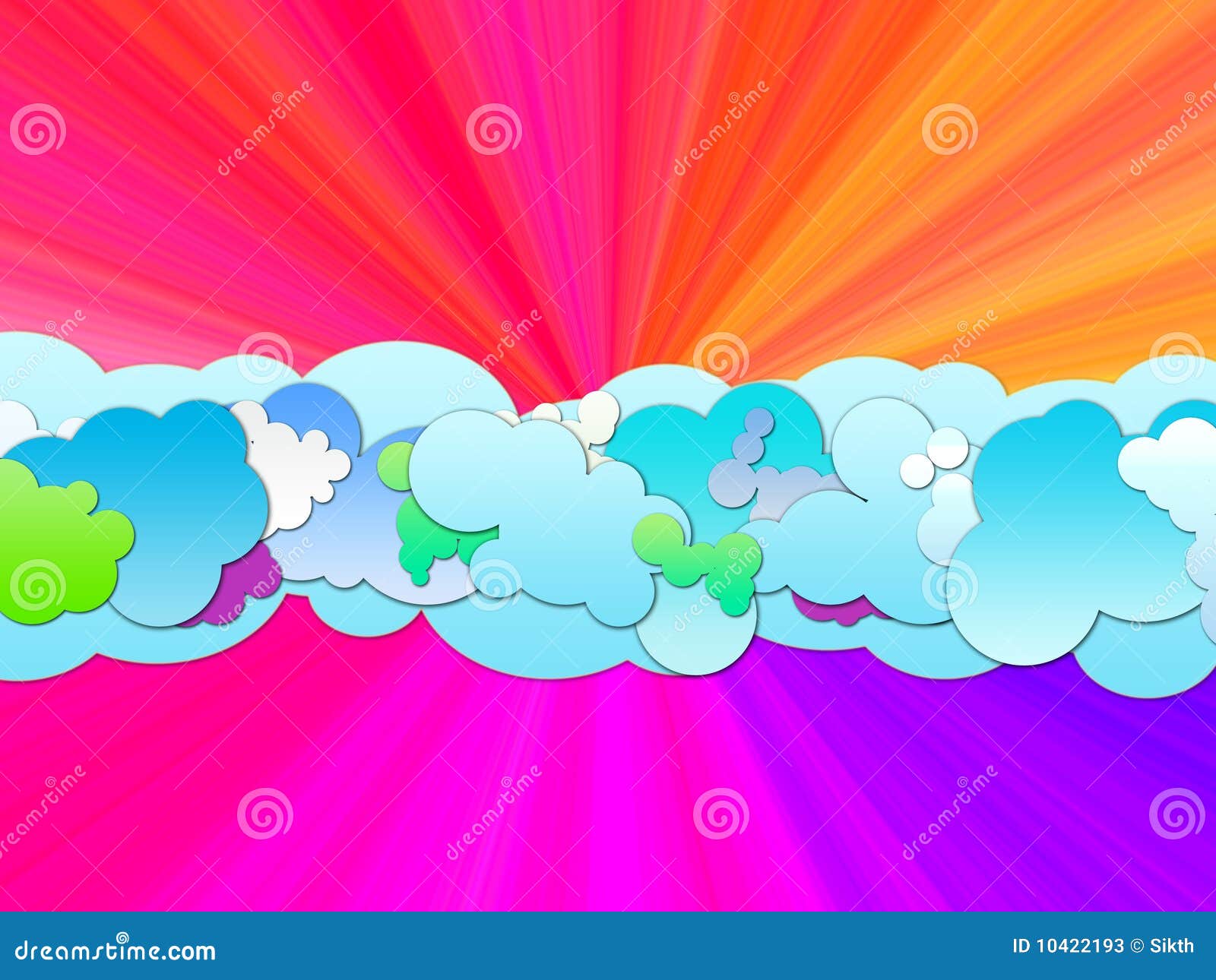 Cartoon Clouds at Sunset stock illustration. Illustration of backdrop ...