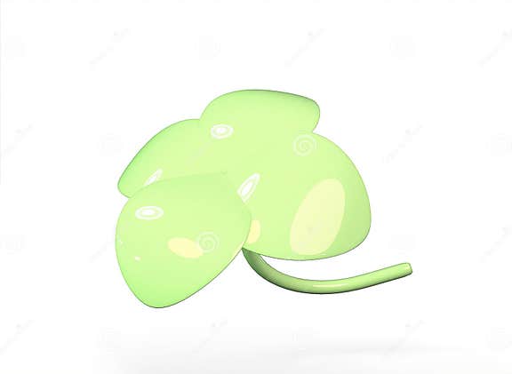 Cartoon Clover Leaf on a White Background 3D Rendering Stock ...