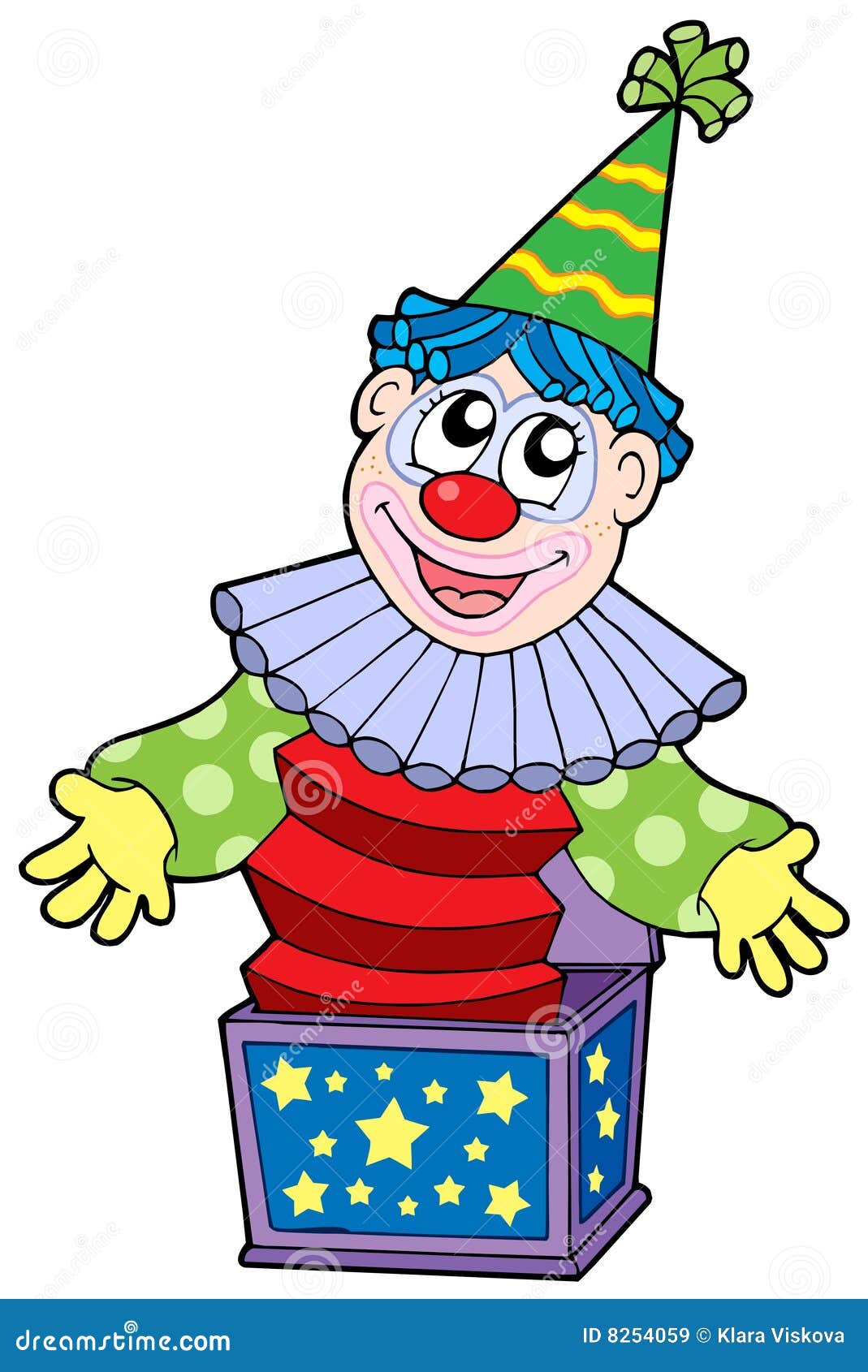 Cartoon clown in box stock vector. Illustration of color - 8254059