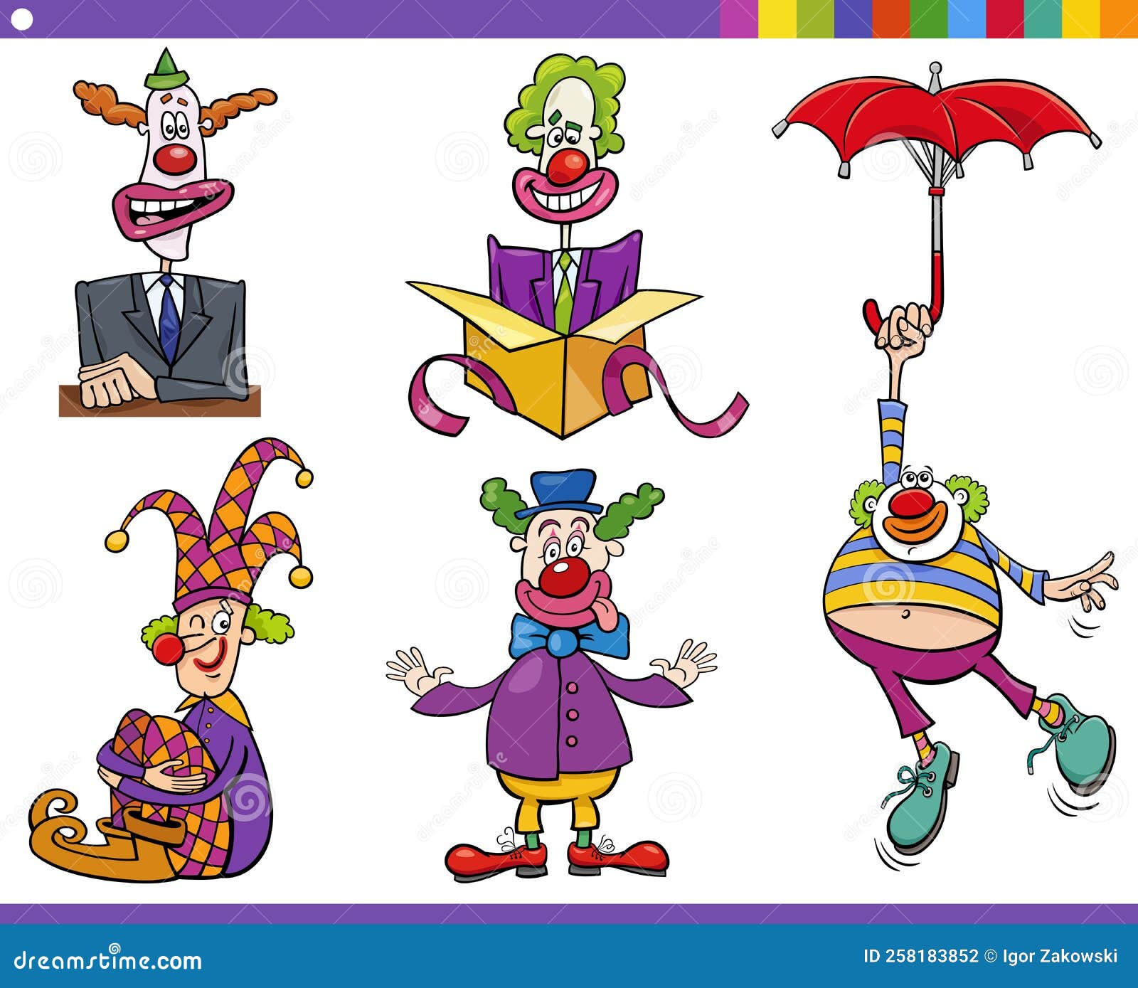 Cartoon Clowns Comic Characters Set Stock Vector - Illustration of ...