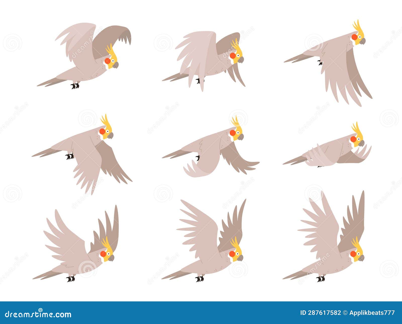 Bird Sequence. Crow Flying Keyframe Animation Exact Vector Game Assets ...