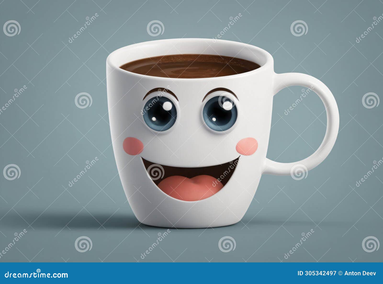 Cartoon Coffee Cup with a Smiling Face Stock Image - Image of caffeine ...