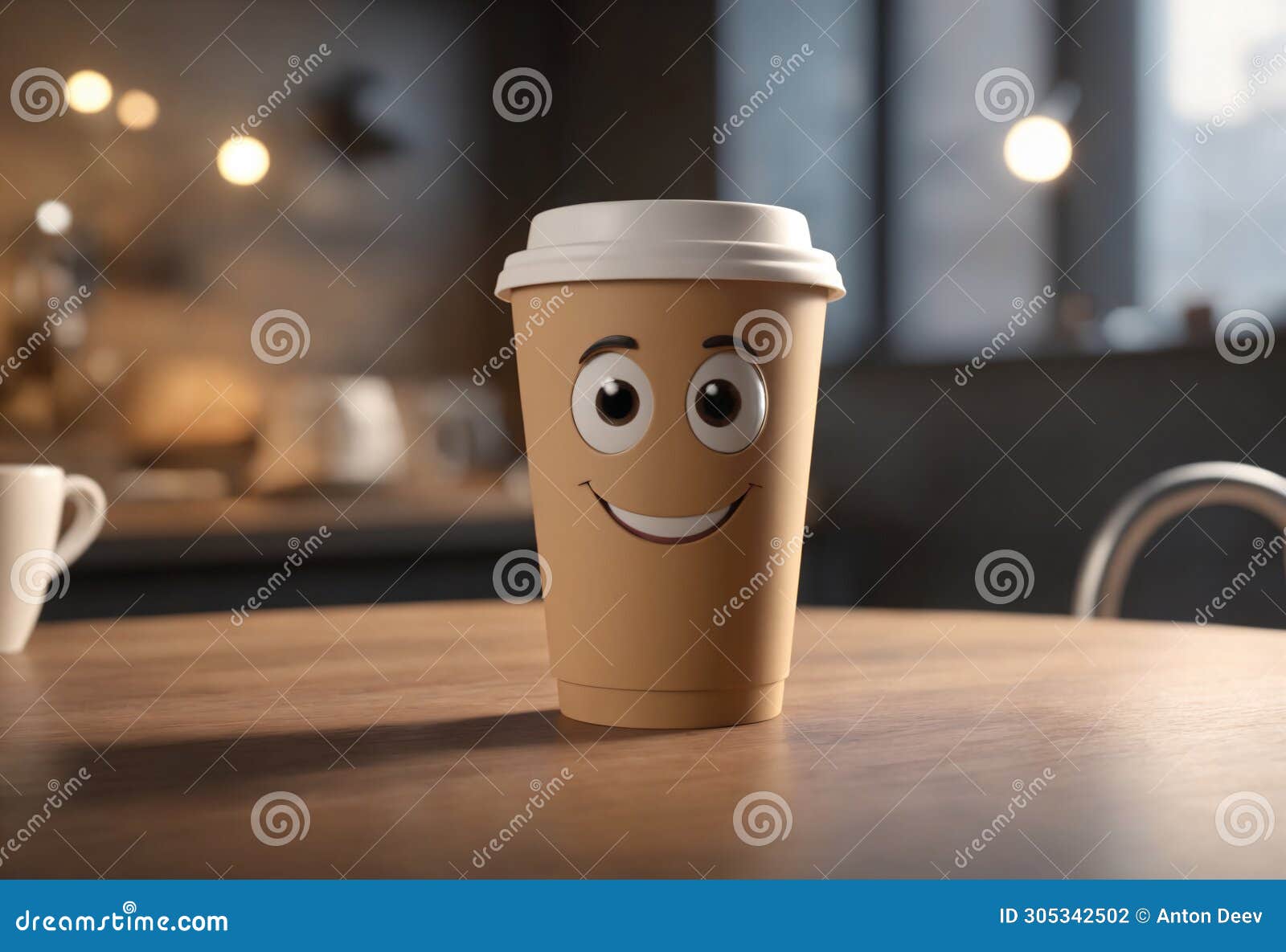 Cartoon Coffee Cup with a Smiling Face Stock Photo - Image of ...