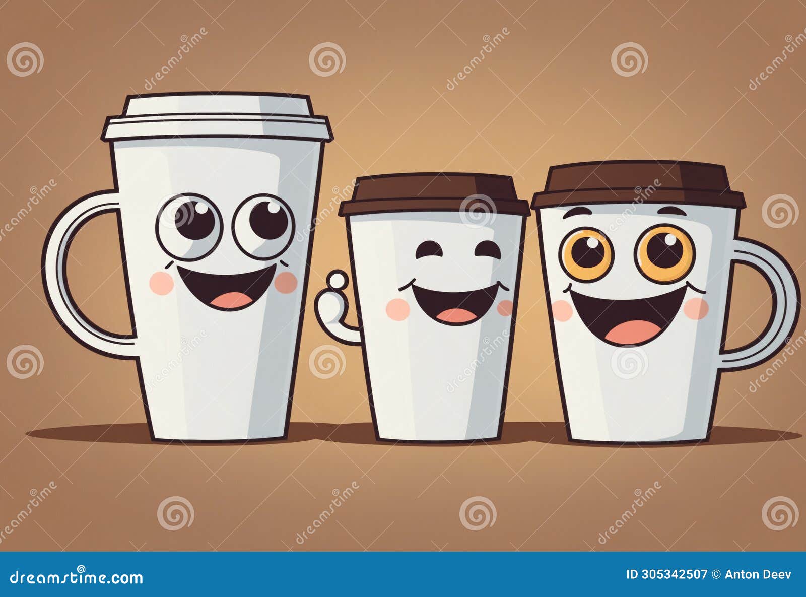 Cartoon Coffee Cup with a Smiling Face Stock Image - Image of cafe ...