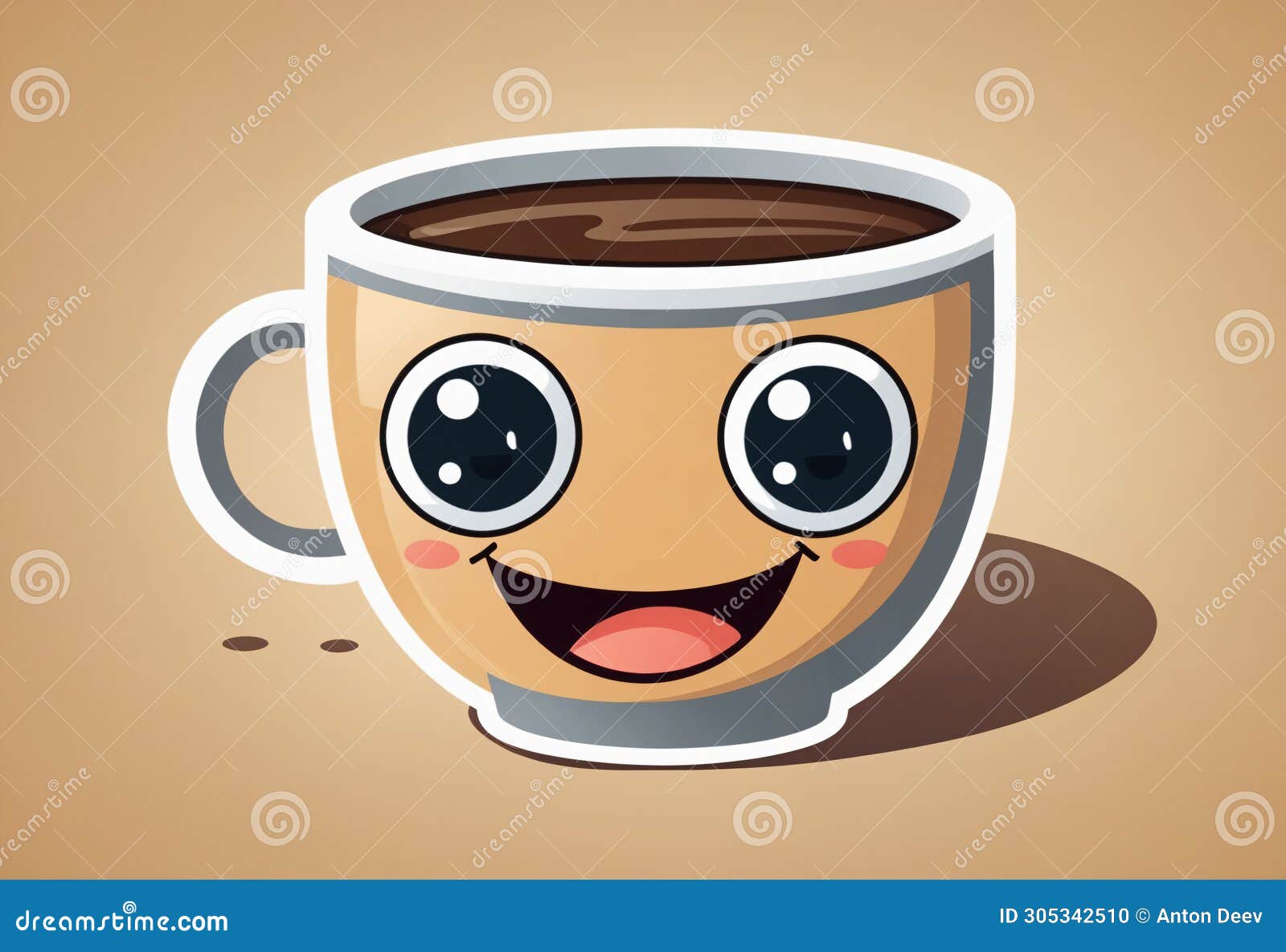 Cartoon Coffee Cup with a Smiling Face Stock Photo - Image of generated ...