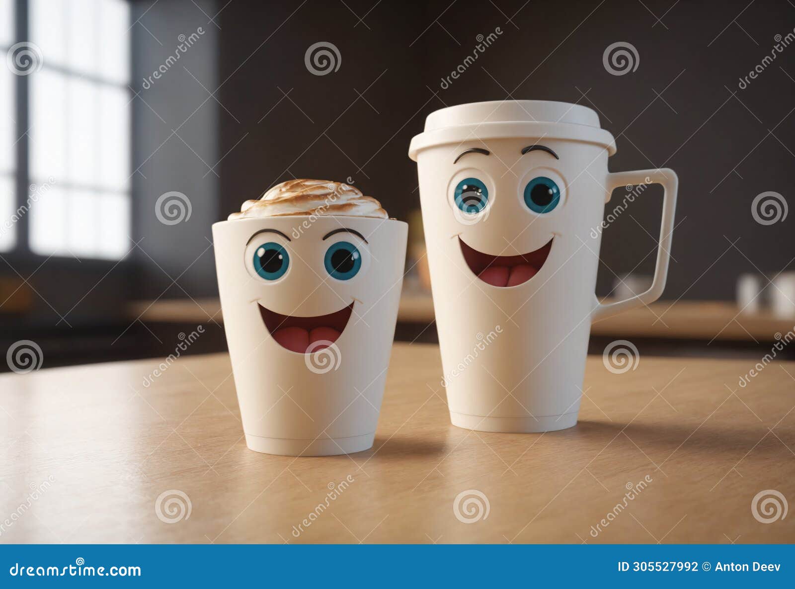 Cartoon Coffee Cup with a Smiling Face Stock Photo - Image of smiling ...