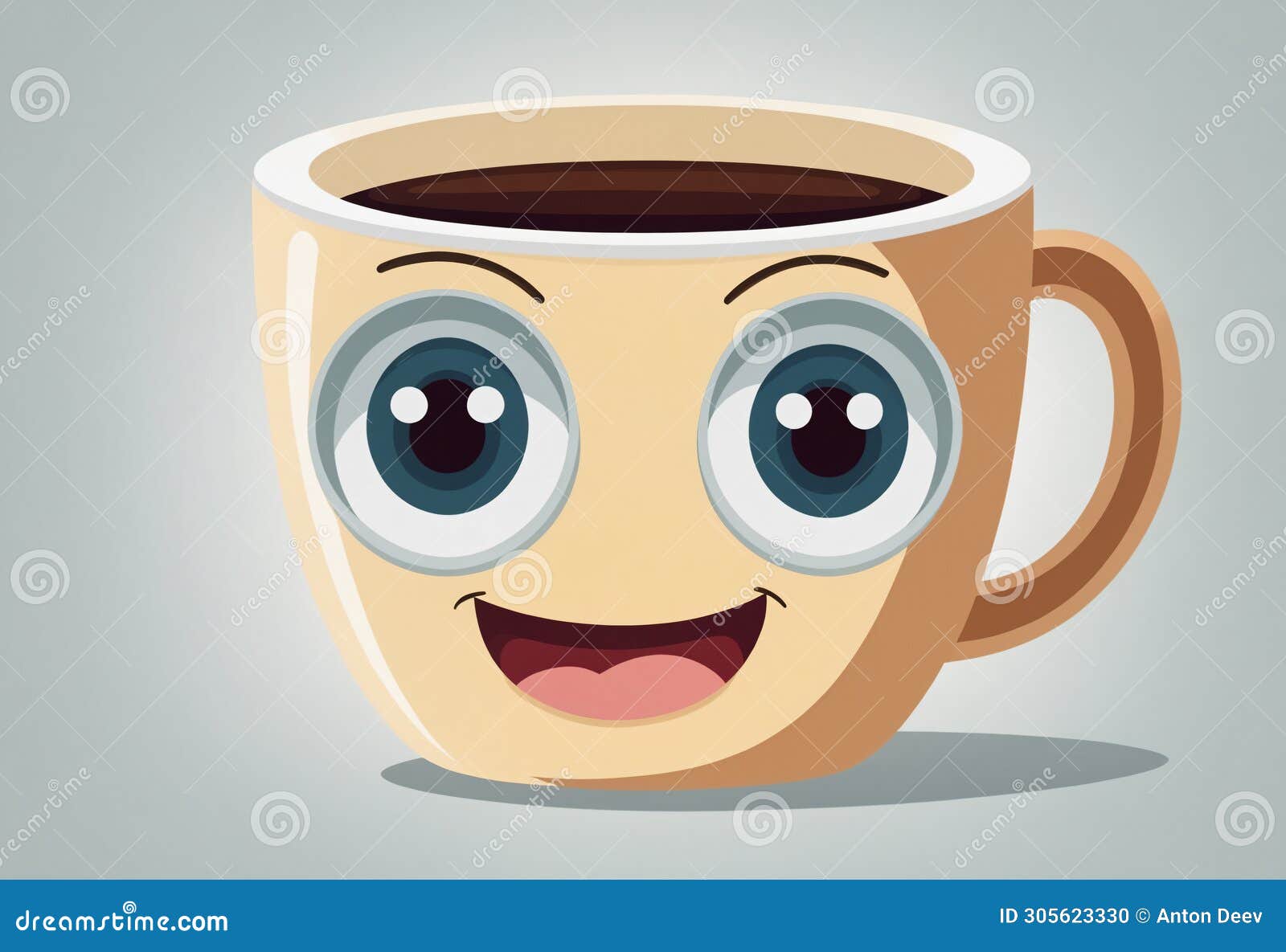 Cartoon Coffee Cup with a Smiling Face Stock Photo - Image of happiness ...