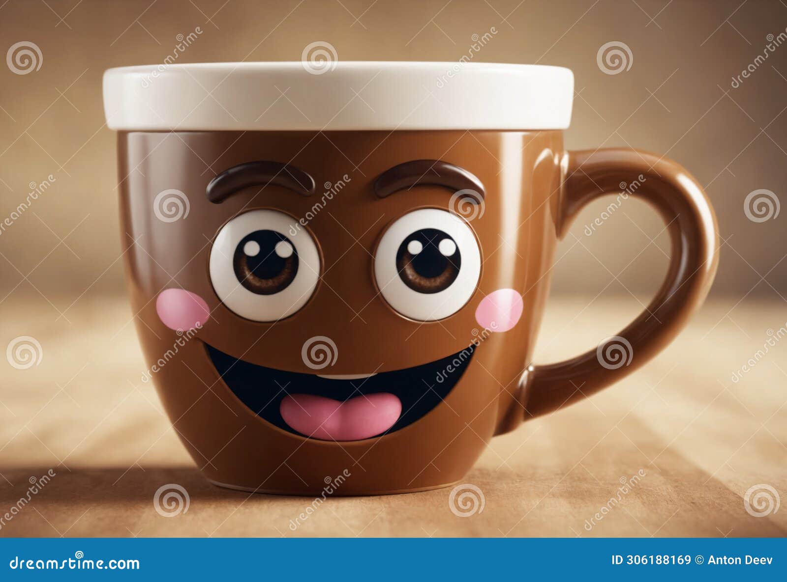 Cartoon Coffee Cup with a Smiling Face Stock Image - Image of drink ...
