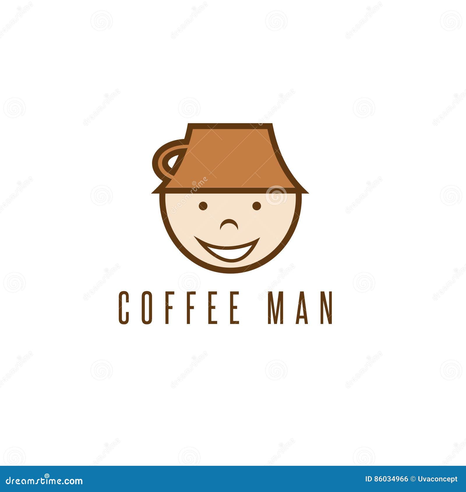 Cartoon Coffee Man with Cup on Head Vector Design Stock Vector ...
