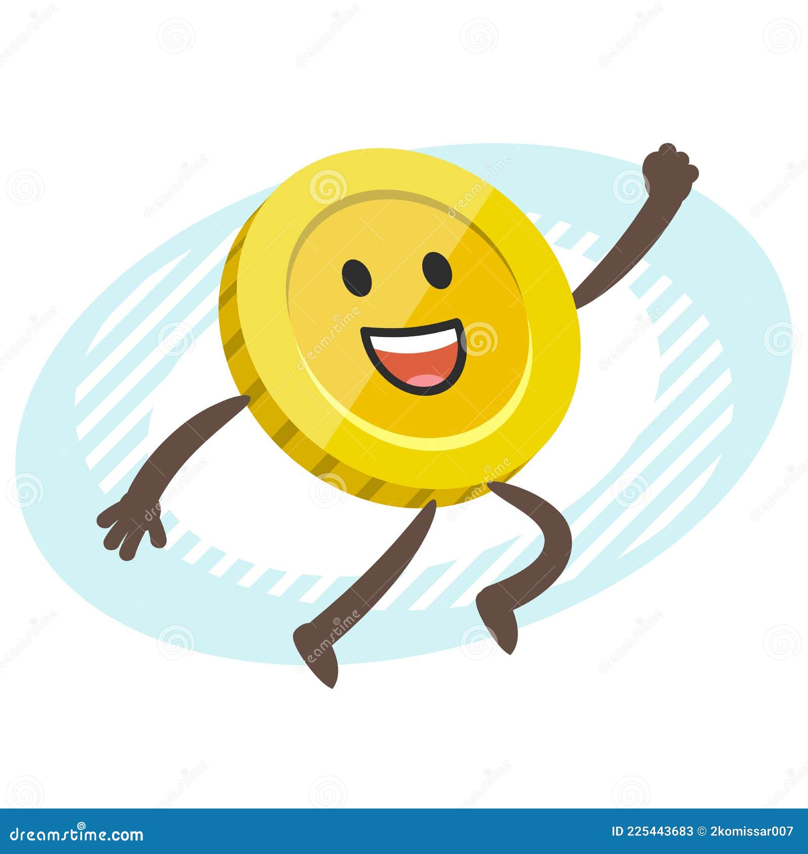 Cartoon Coin Character Joyfully Jumping Stock Vector - Illustration of ...