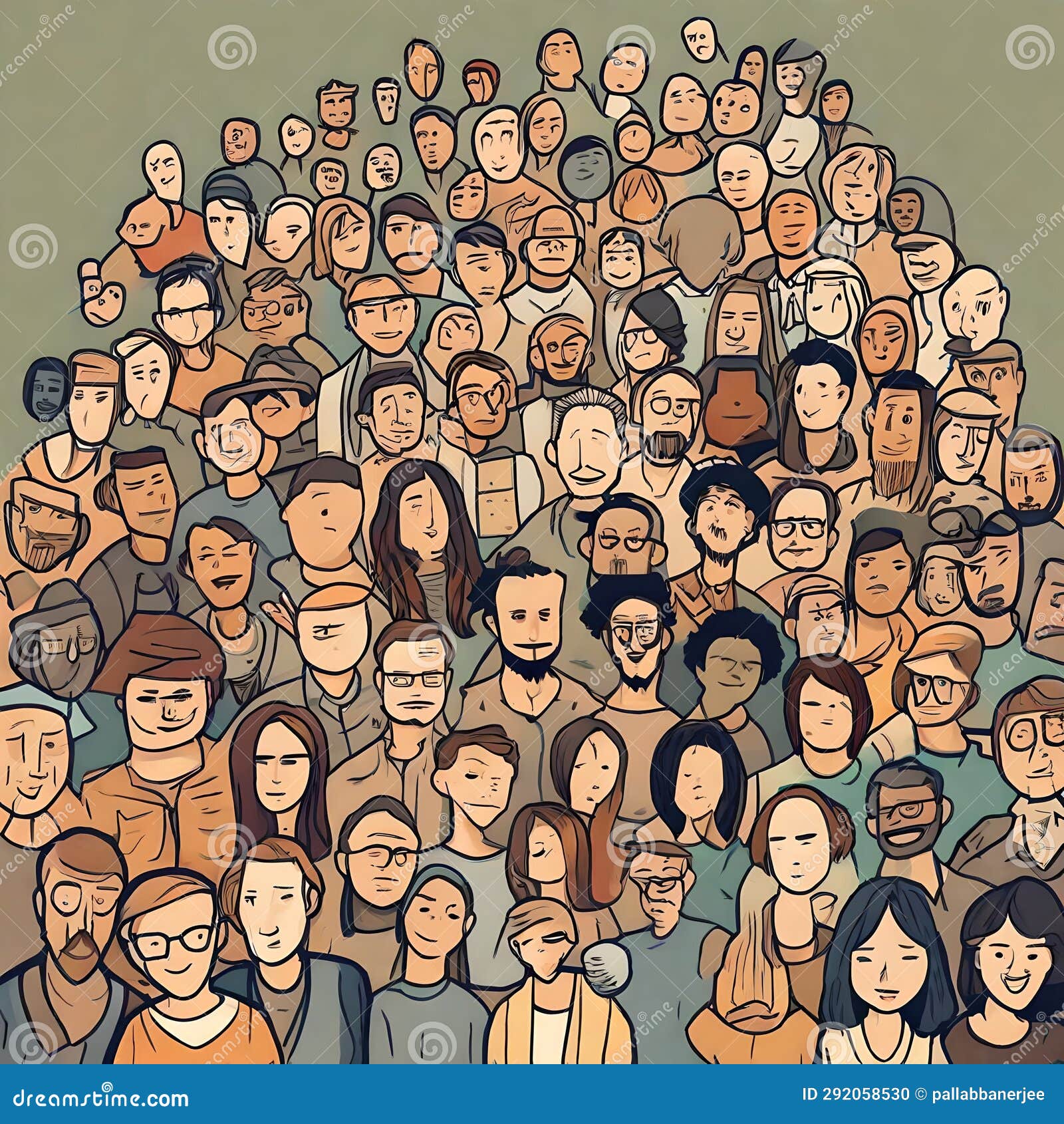 Cartoon Collage of Different People Stock Illustration - Illustration ...